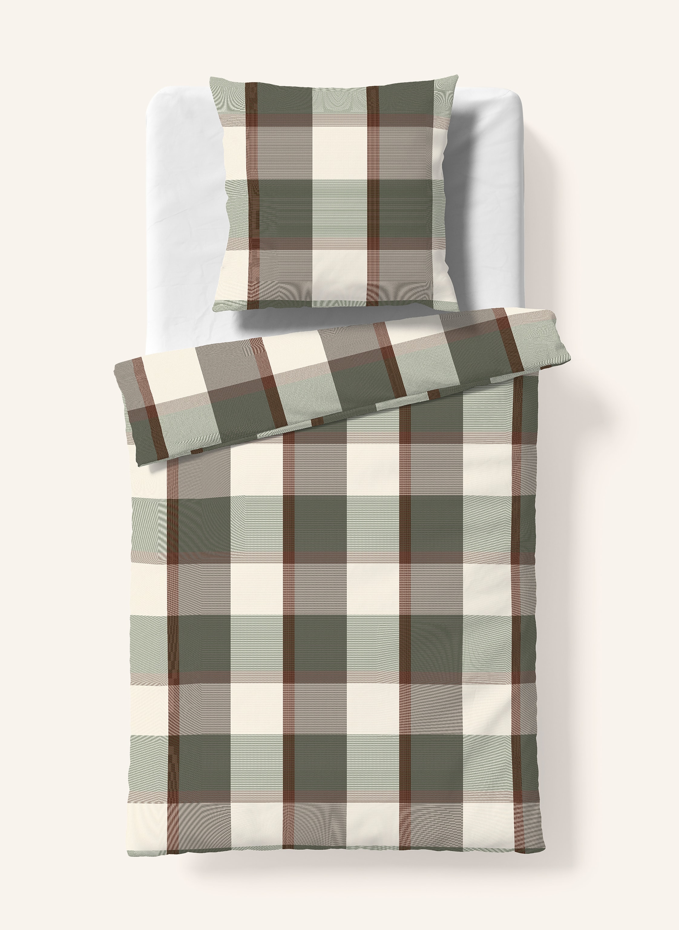 fleuresse Bettwäsche LECH in creme / dunkelgrün / grün