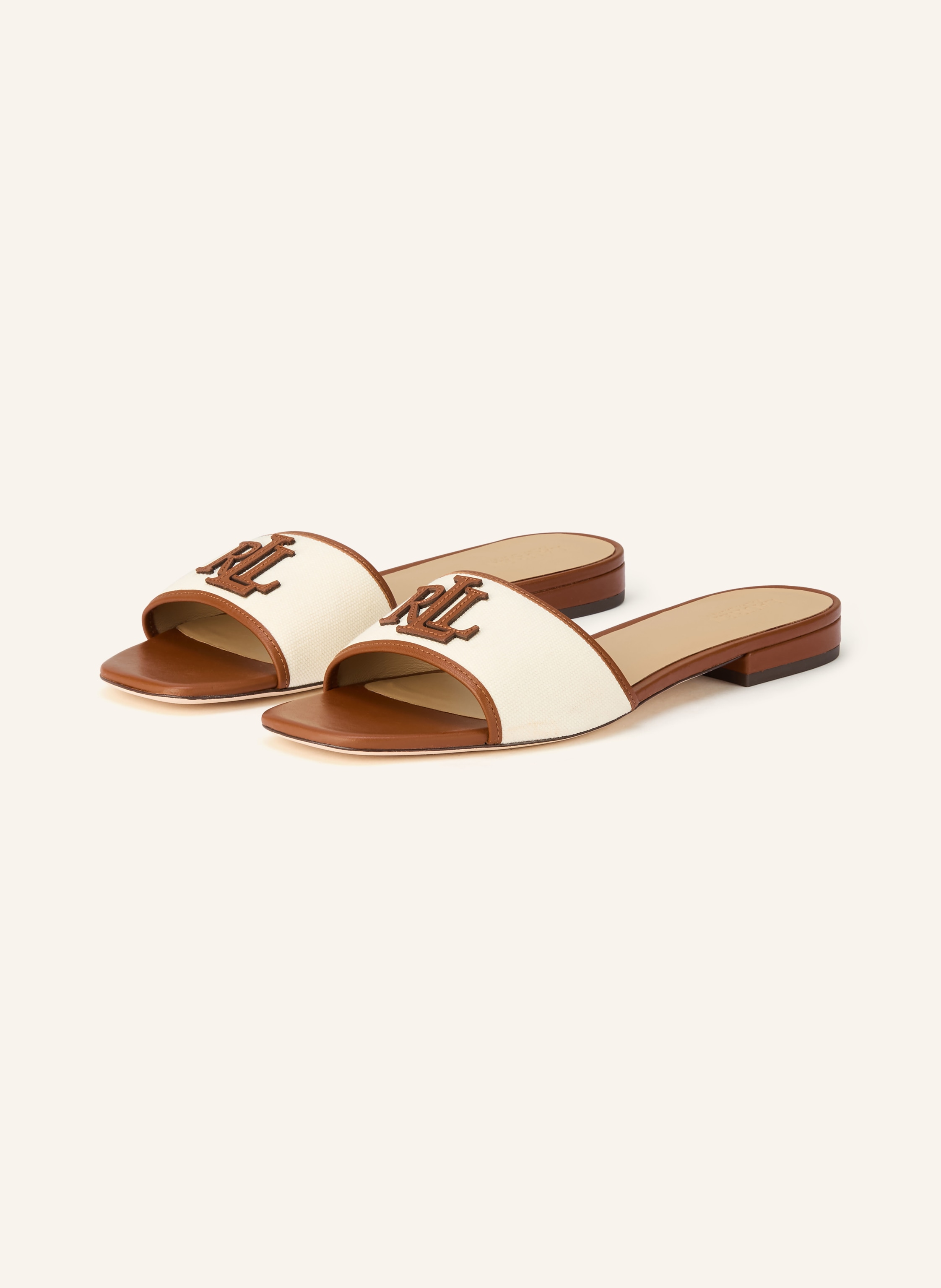 LAUREN RALPH LAUREN Pantoletten EVERLEY in braun / creme