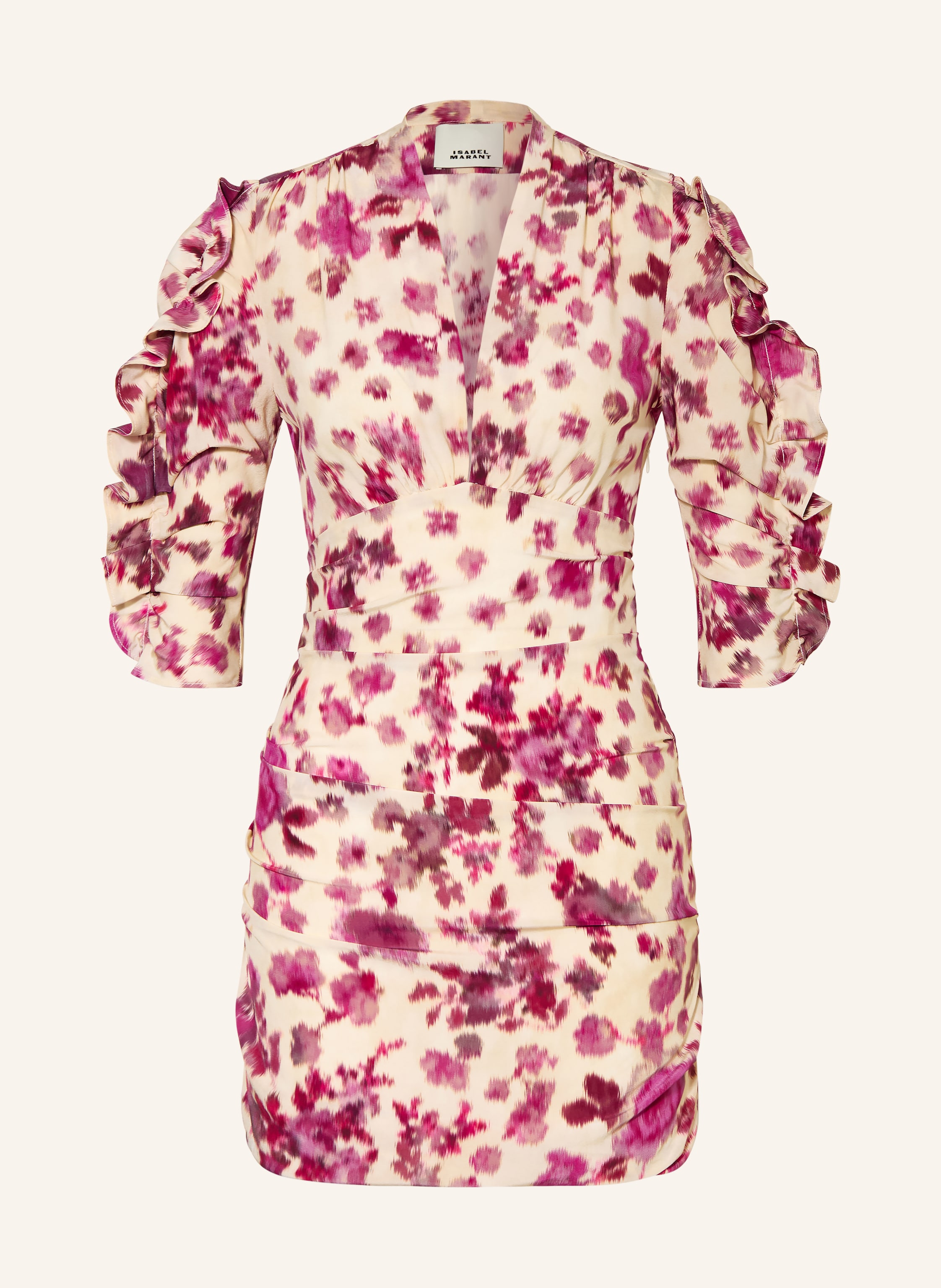 ISABEL MARANT Cocktailkleid DORIS aus Seide in fuchsia / ecru