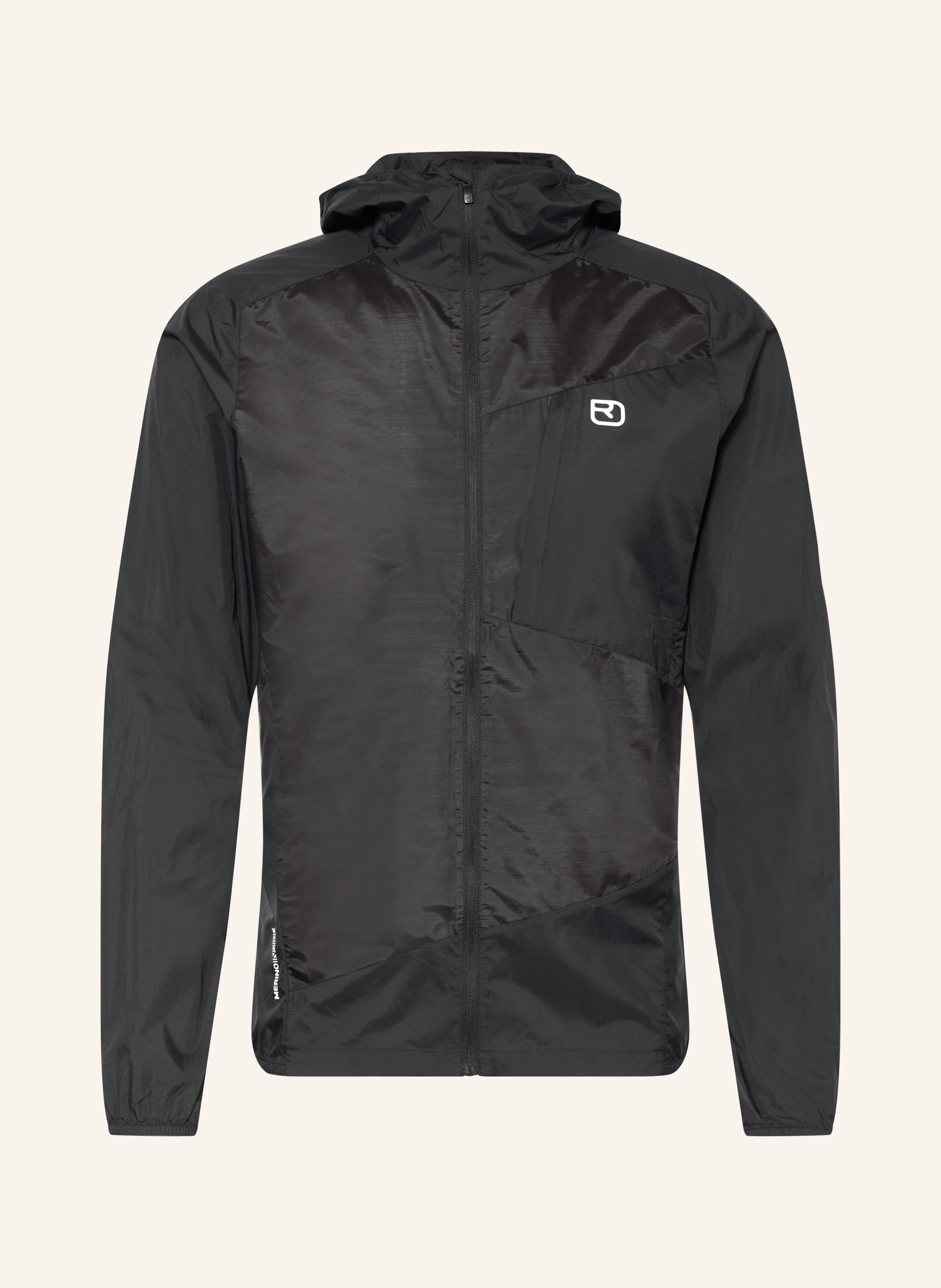 ORTOVOX Windbreaker TRACE mit Merinowolle in schwarz