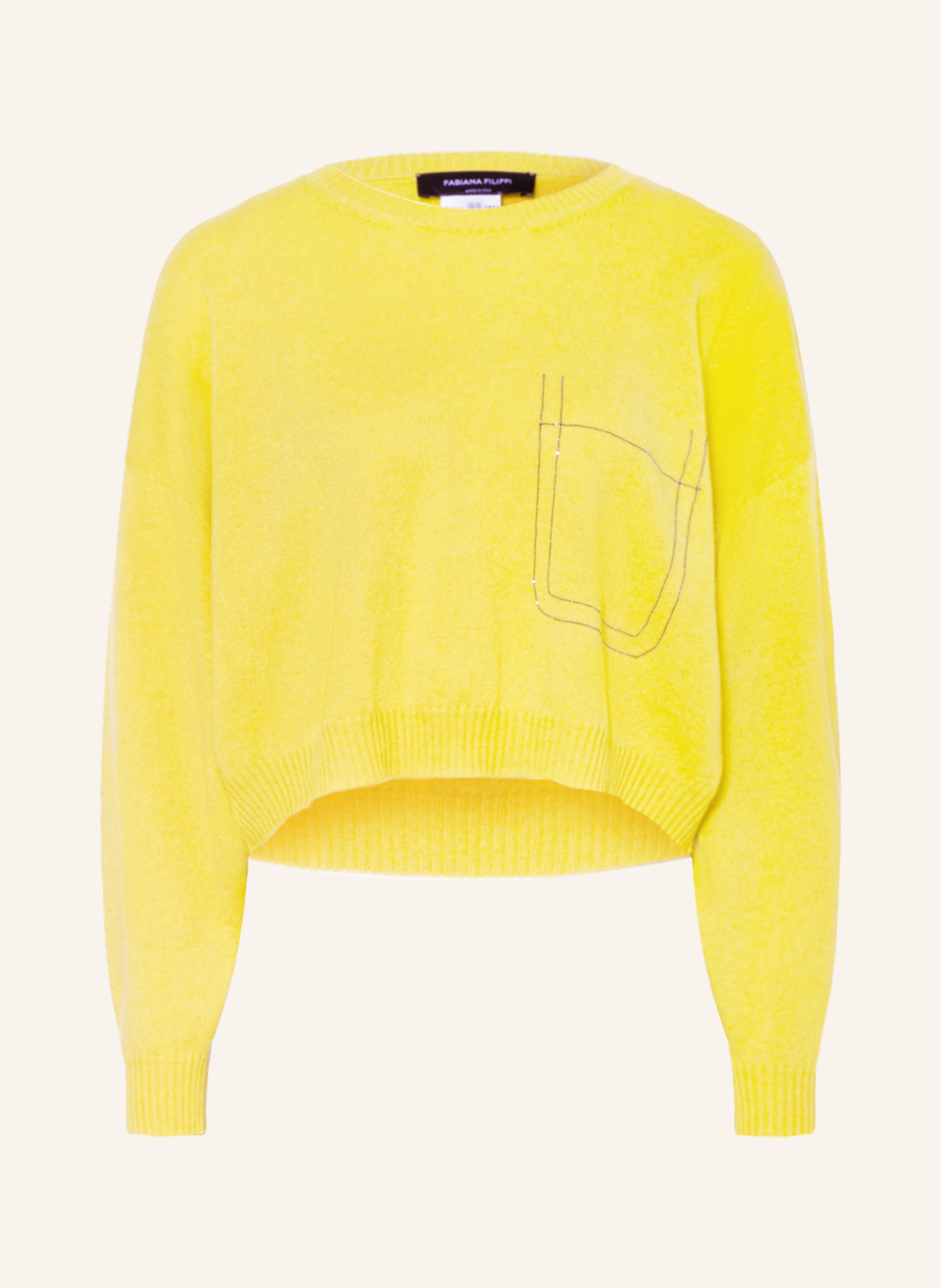 FABIANA FILIPPI Cashmere-Pullover mit Schmucksteinen in gelb
