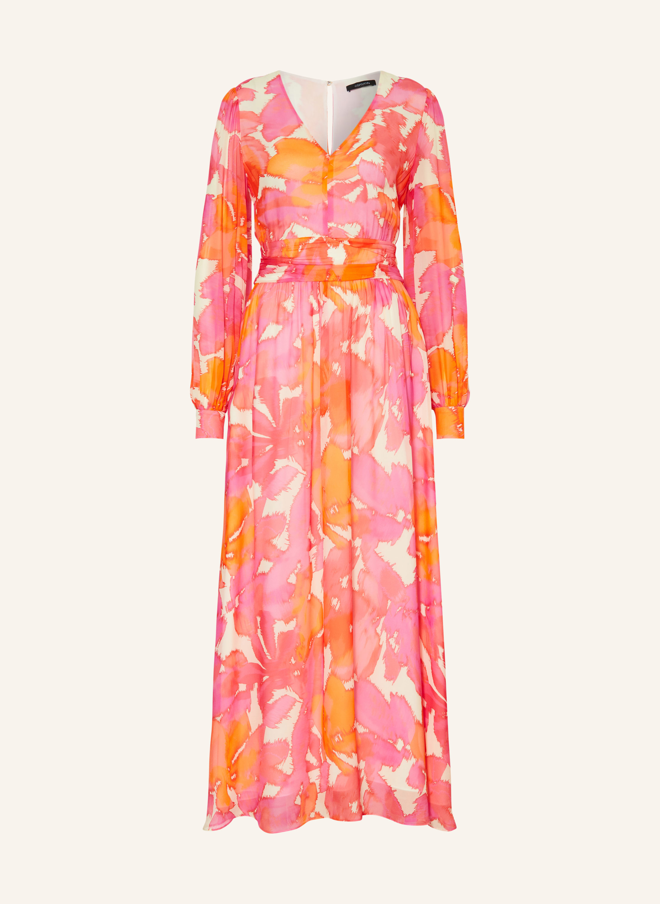 comma Dress in ecru/ pink/ orange