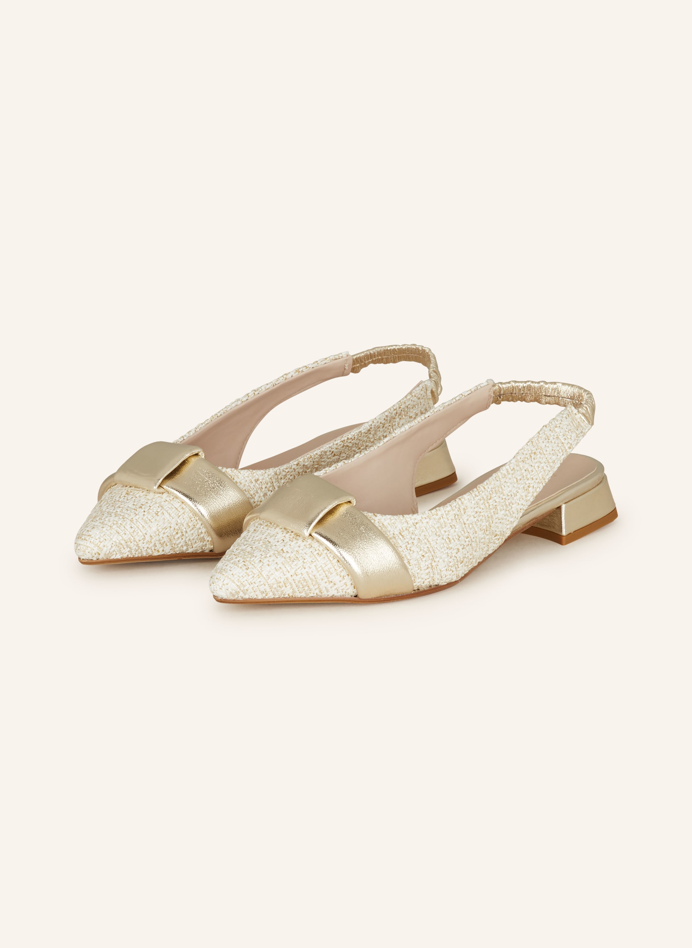 darling harbour Slingballerinas in creme/ gold