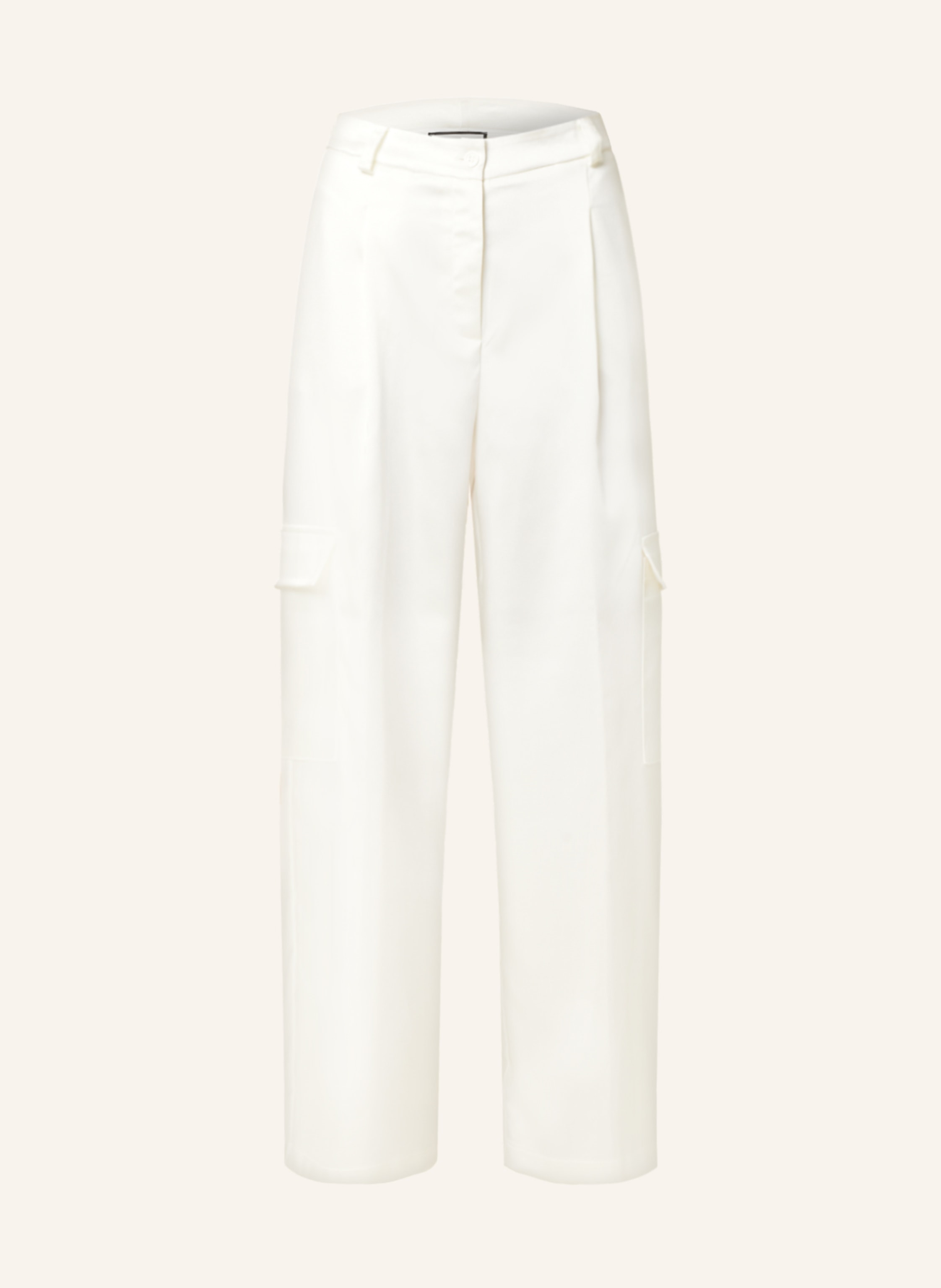 SEM PER LEI Cargohose aus Satin in weiss
