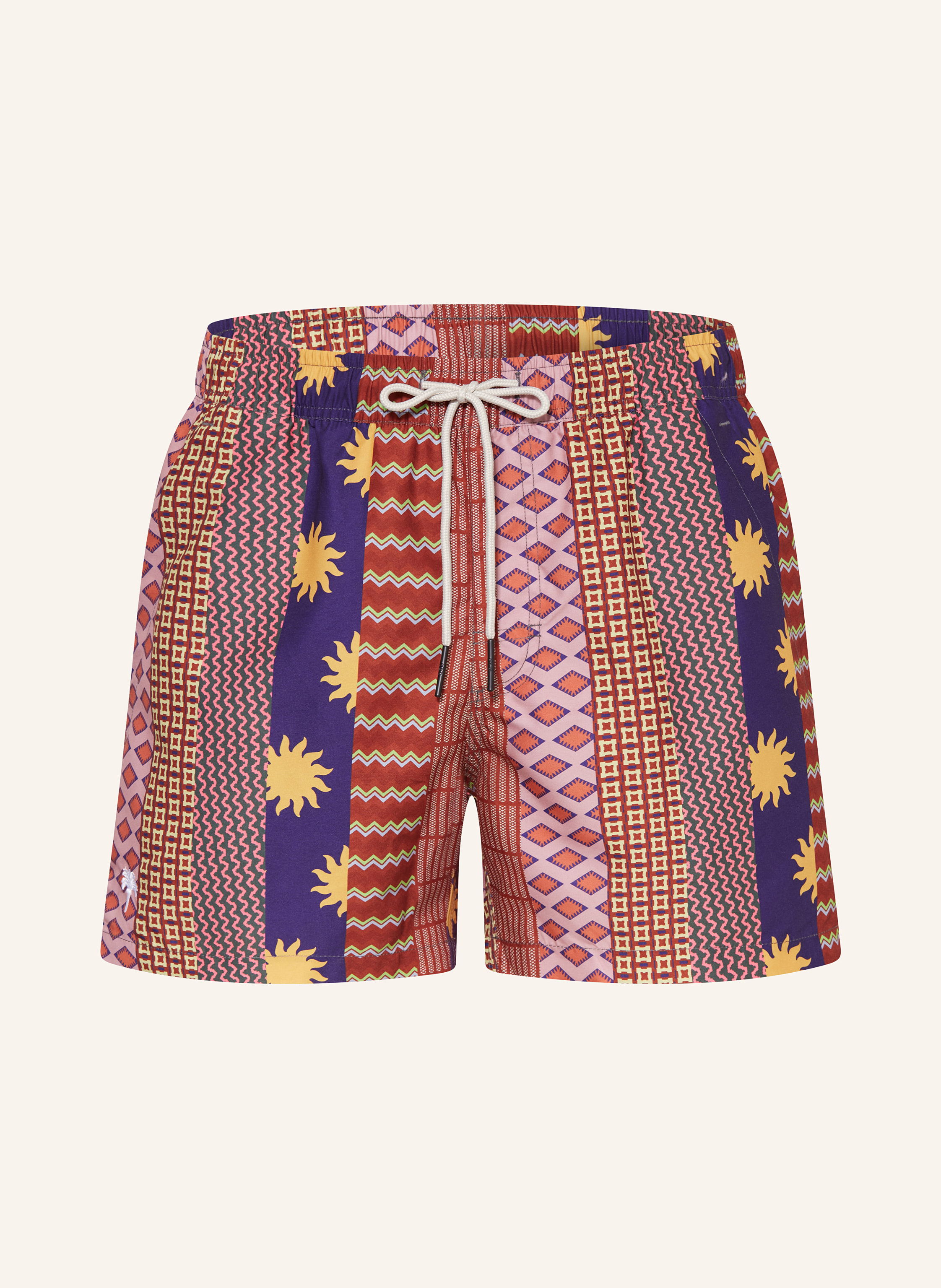 OAS Badeshorts MIXTAPE in dunkellila/ dunkelgelb/ braun