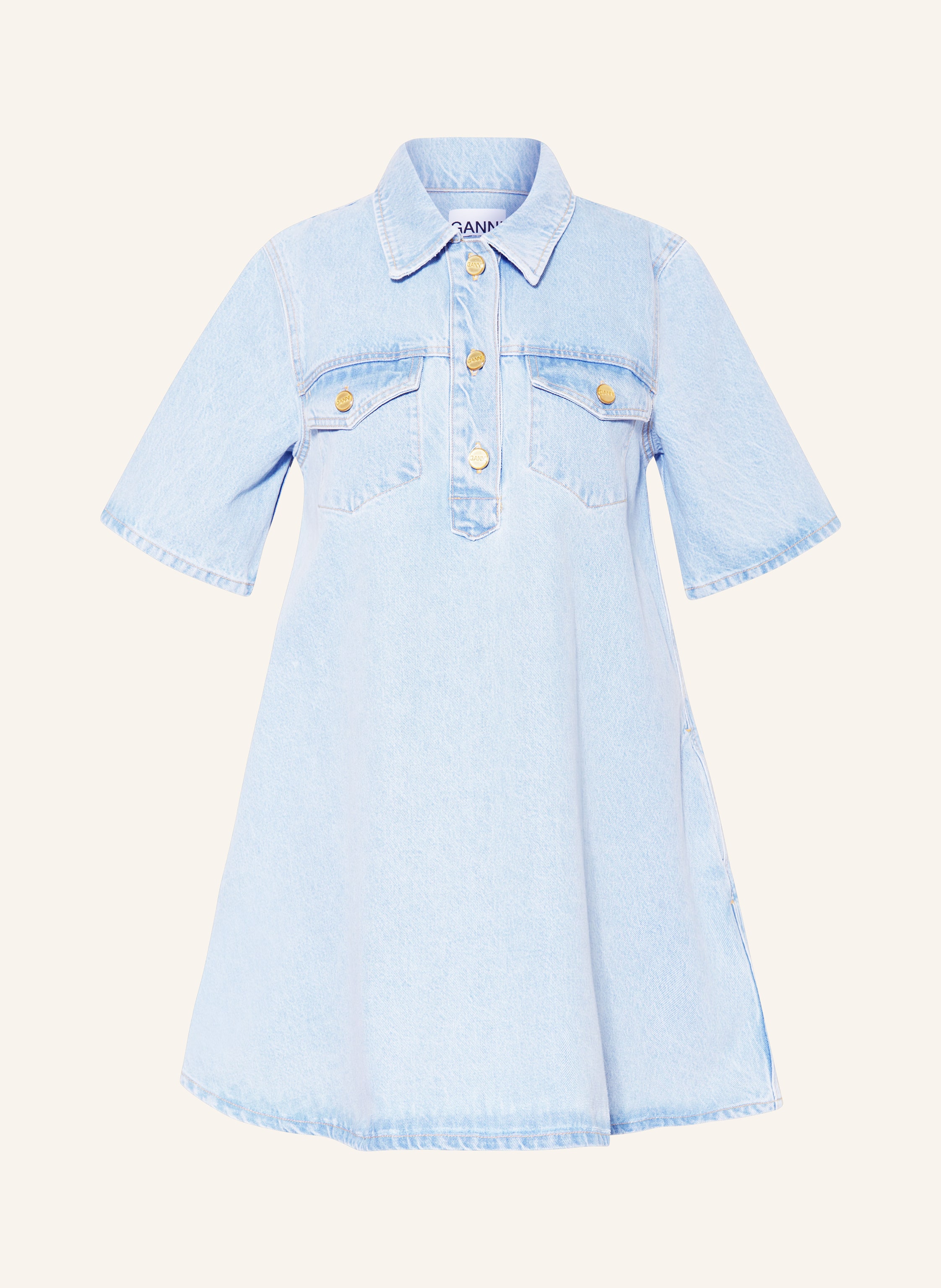 GANNI Denim dress in light blue