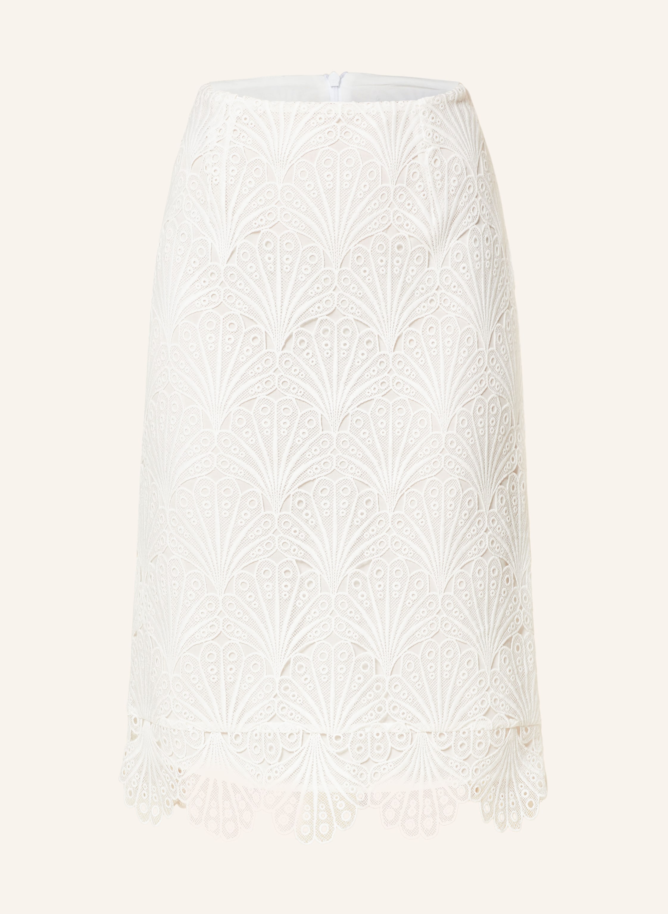 comma Skirt in broderie anglaise in white