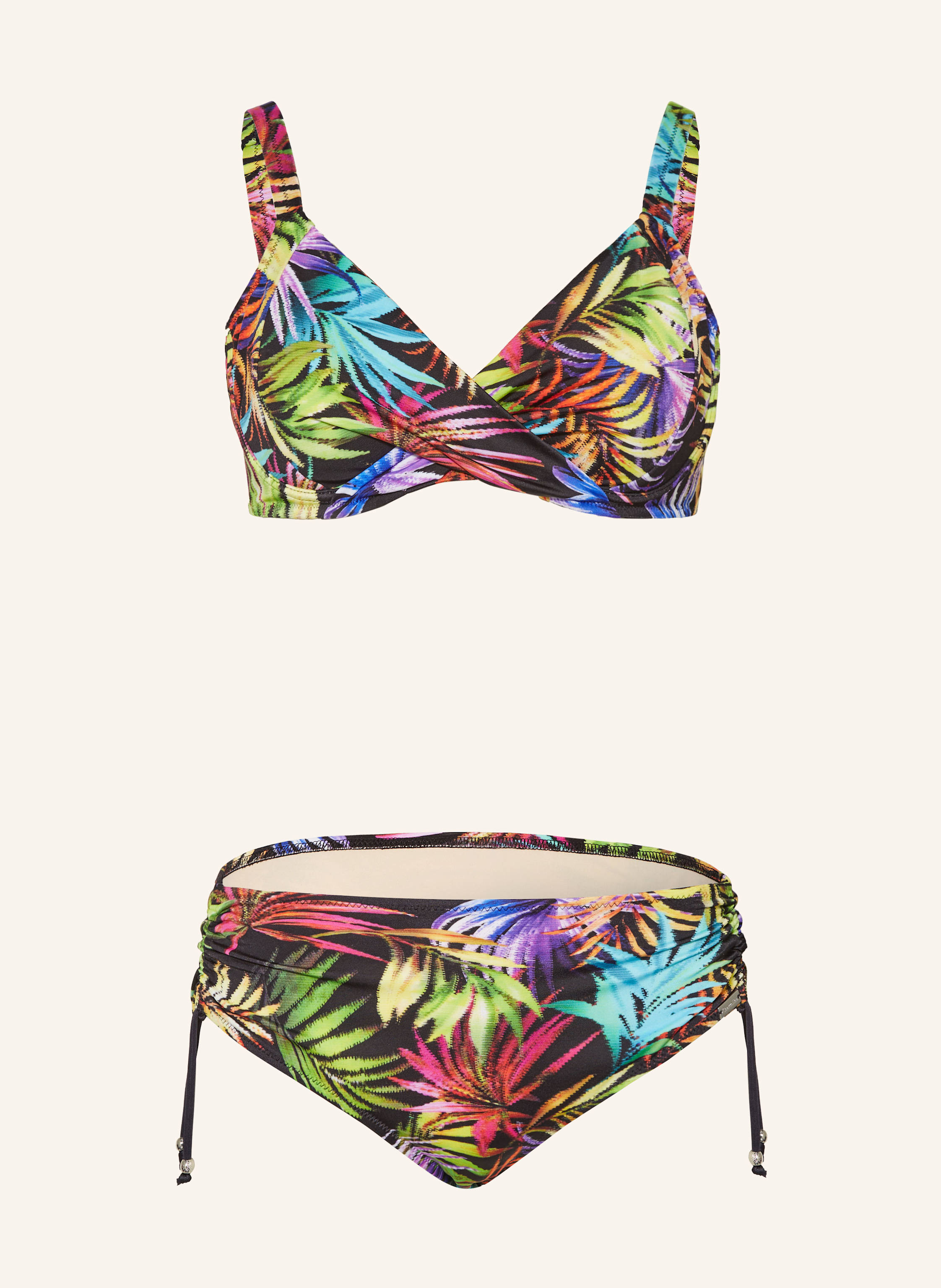 Charmline Bügel-Bikini PALMERAIE VIEW in schwarz/ türkis/ orange