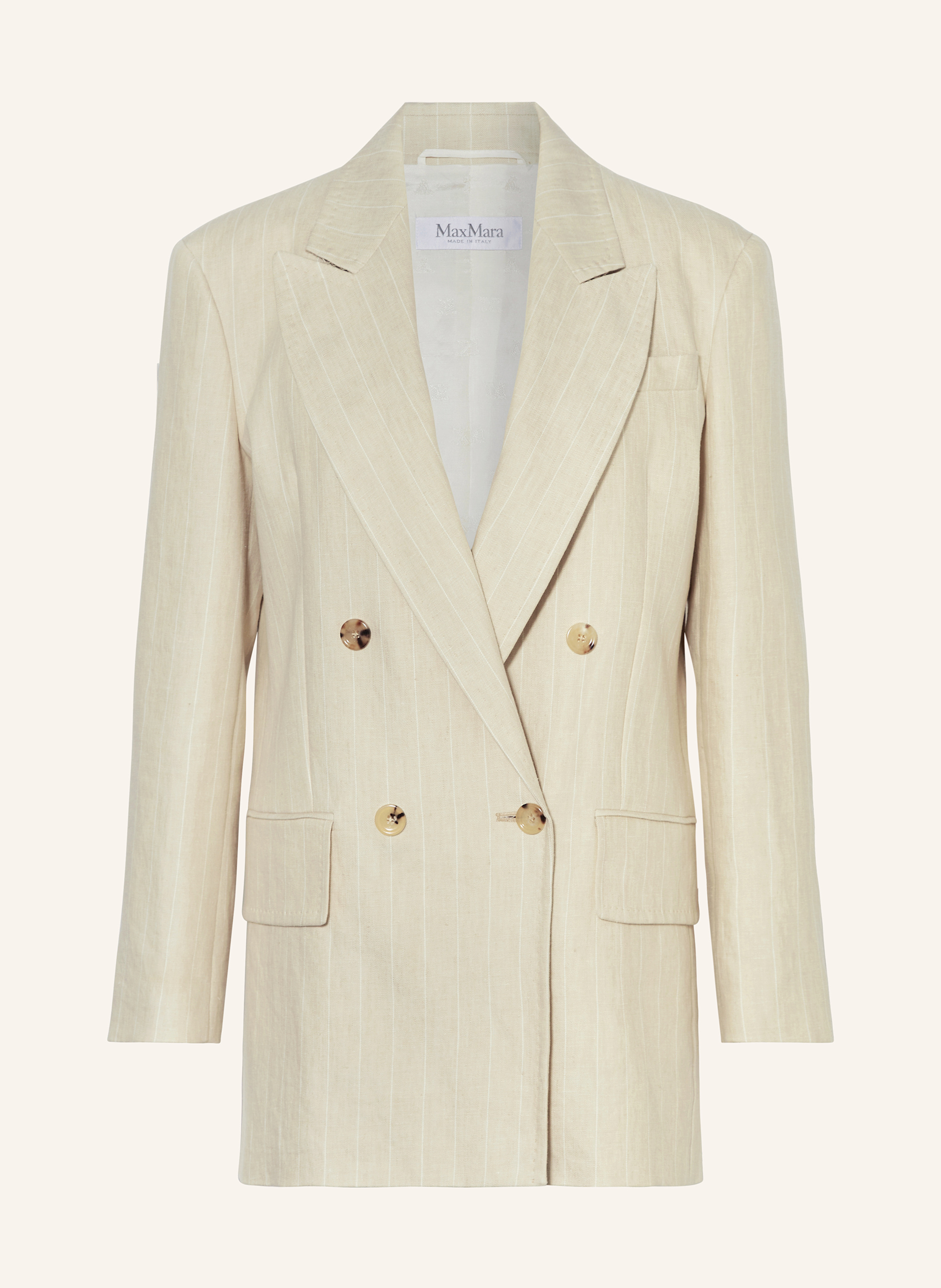 Max Mara Longblazer GERLA aus Leinen in beige/ creme