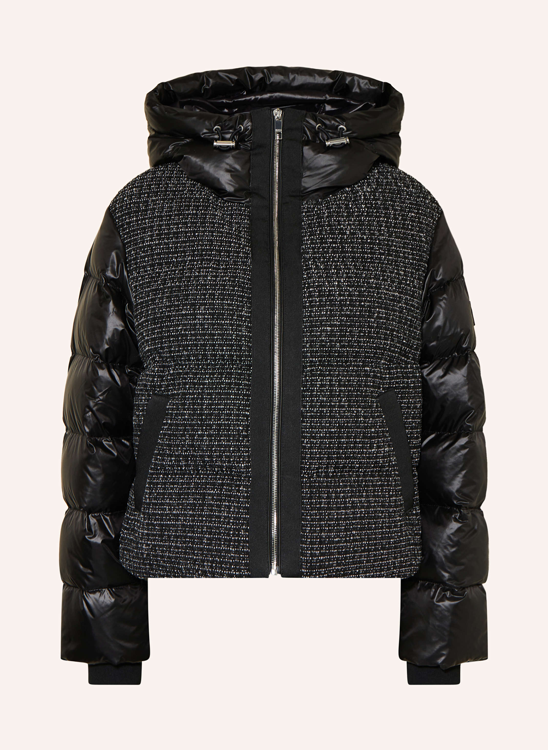 BOSS POMBATO quilted jacket in a mix of materials in black/ white