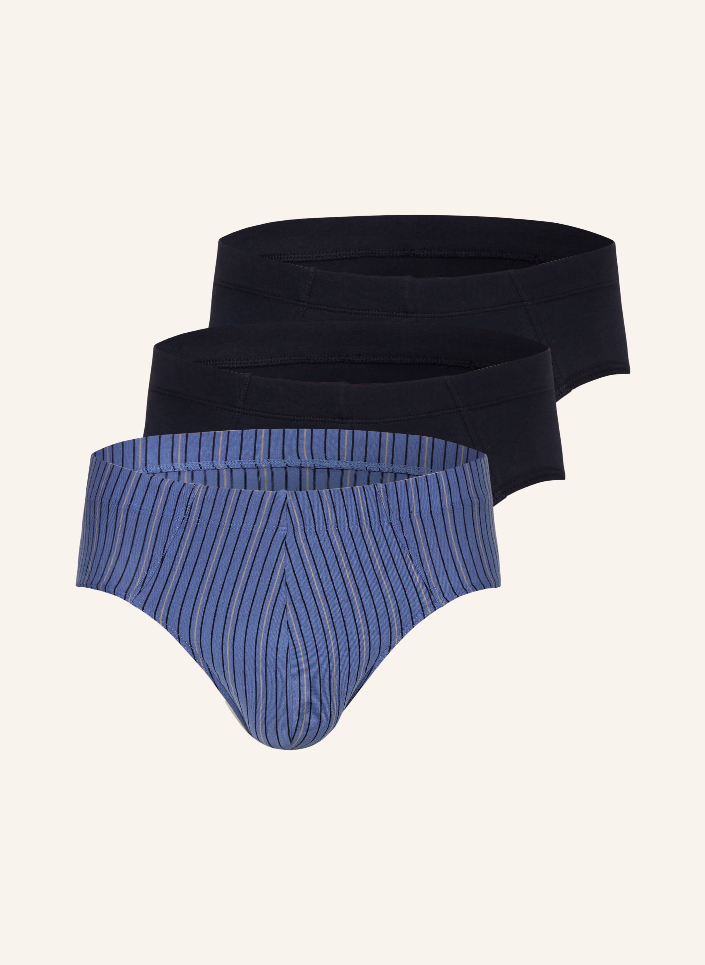 SCHIESSER 3er-Pack Slips 95/5 in dunkelblau / blau