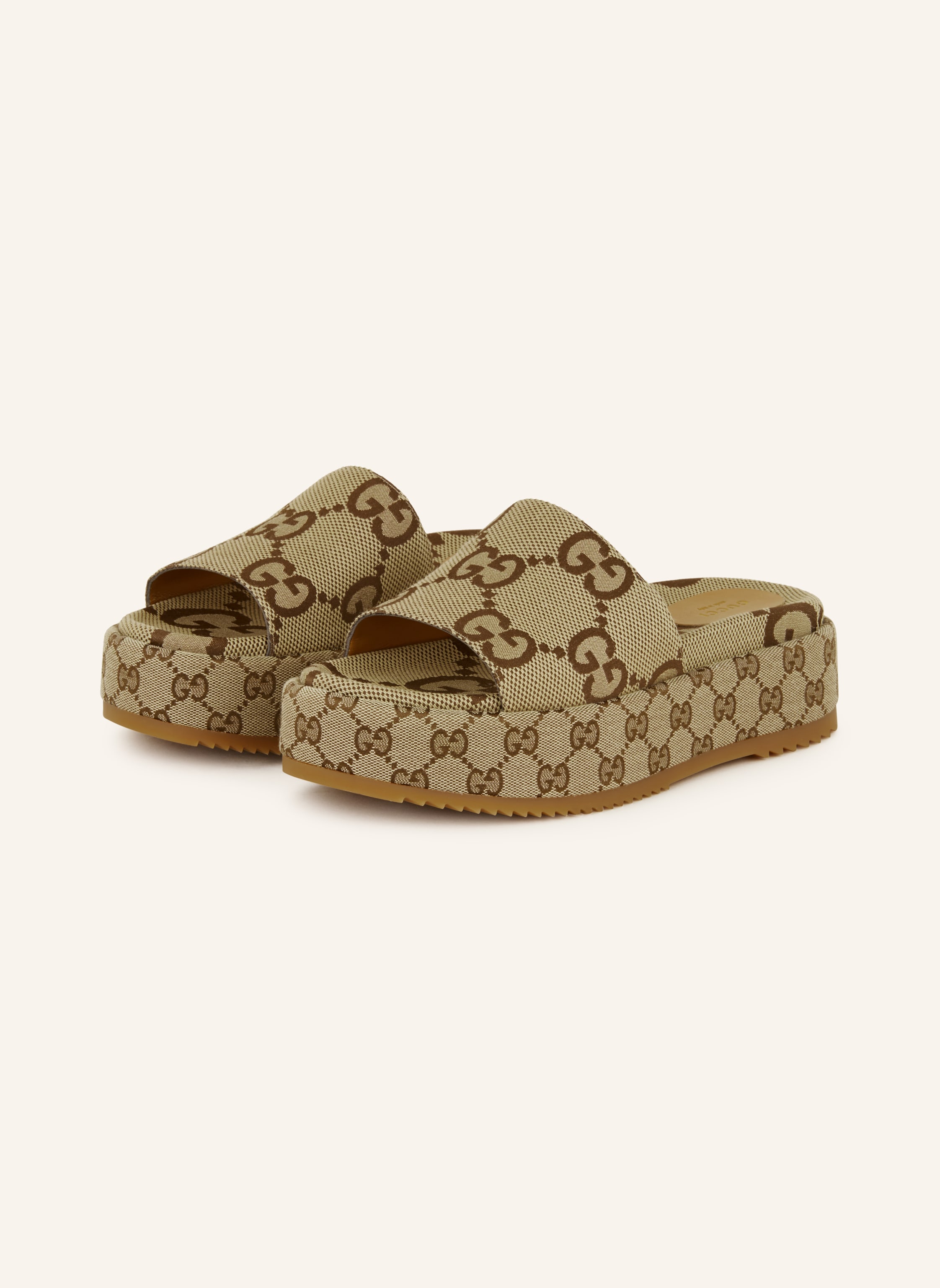 GUCCI Platform slides in 2580 camel ebony