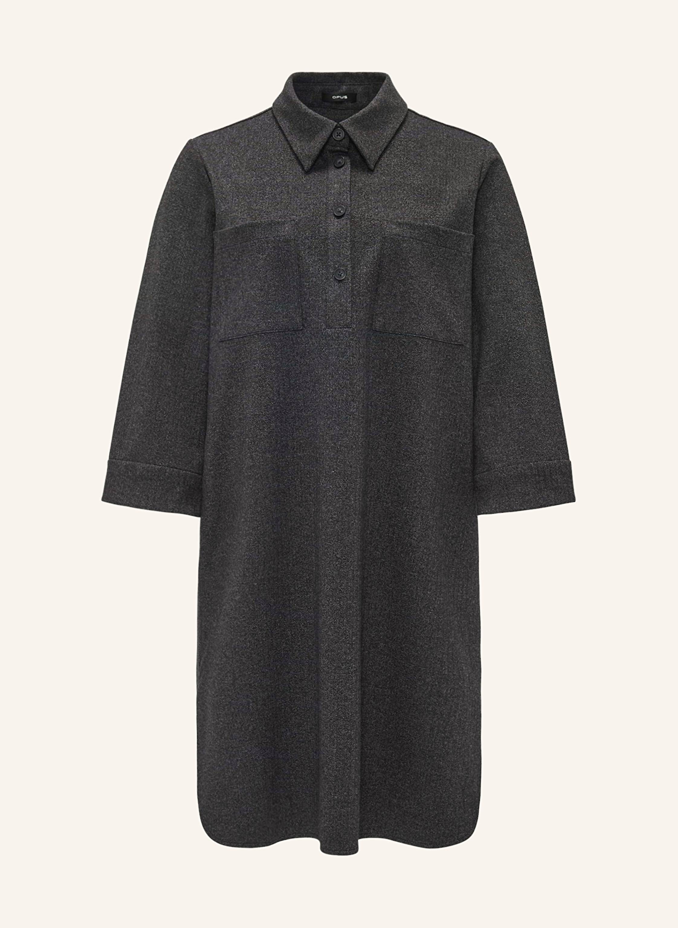 OPUS Hemdblusenkleid WENSO mit 3/4-Arm in dunkelgrau