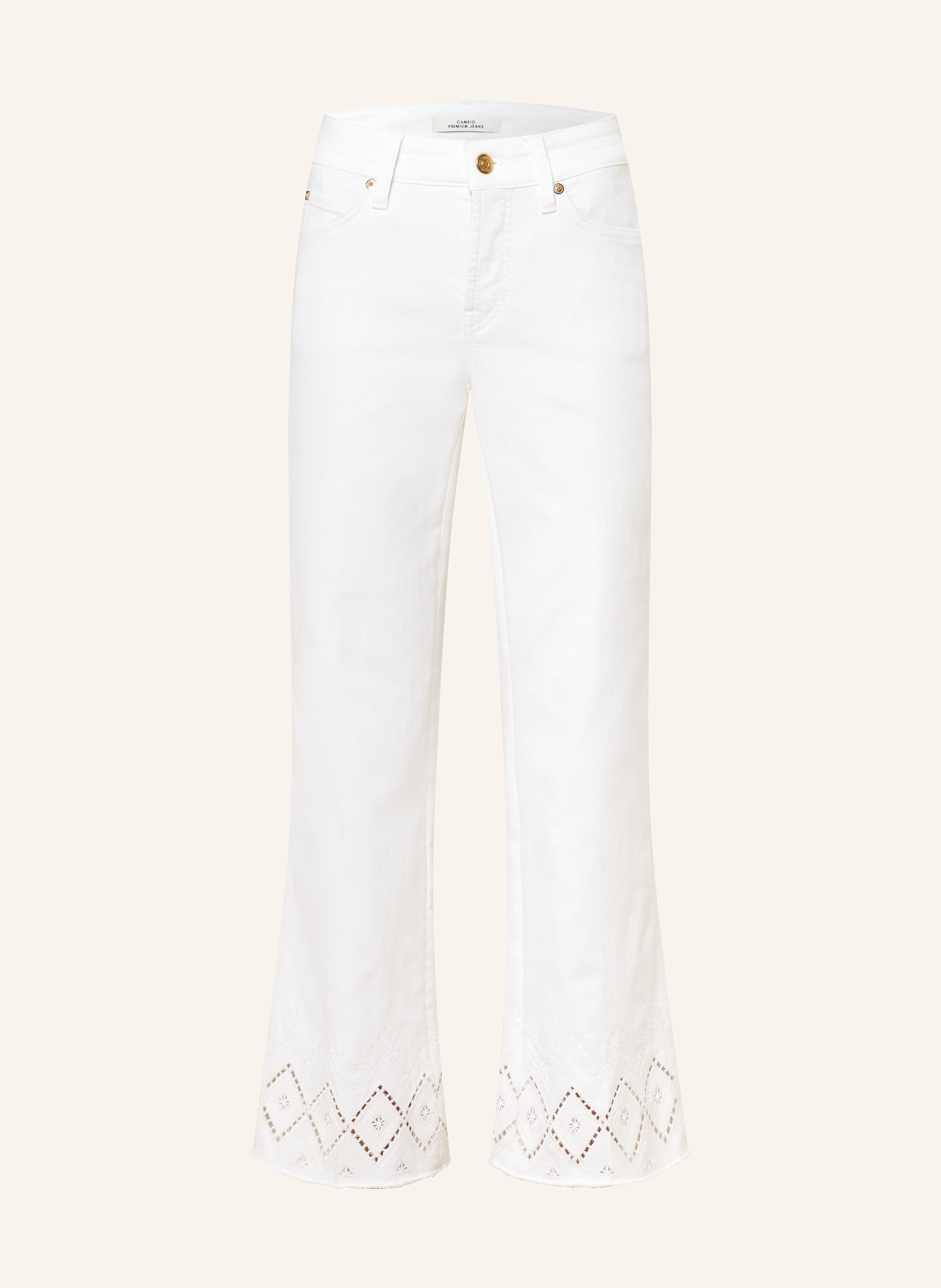 CAMBIO Bootcut-Hose FRANCESCA mit Lochspitze in 5116 pure white stone ...
