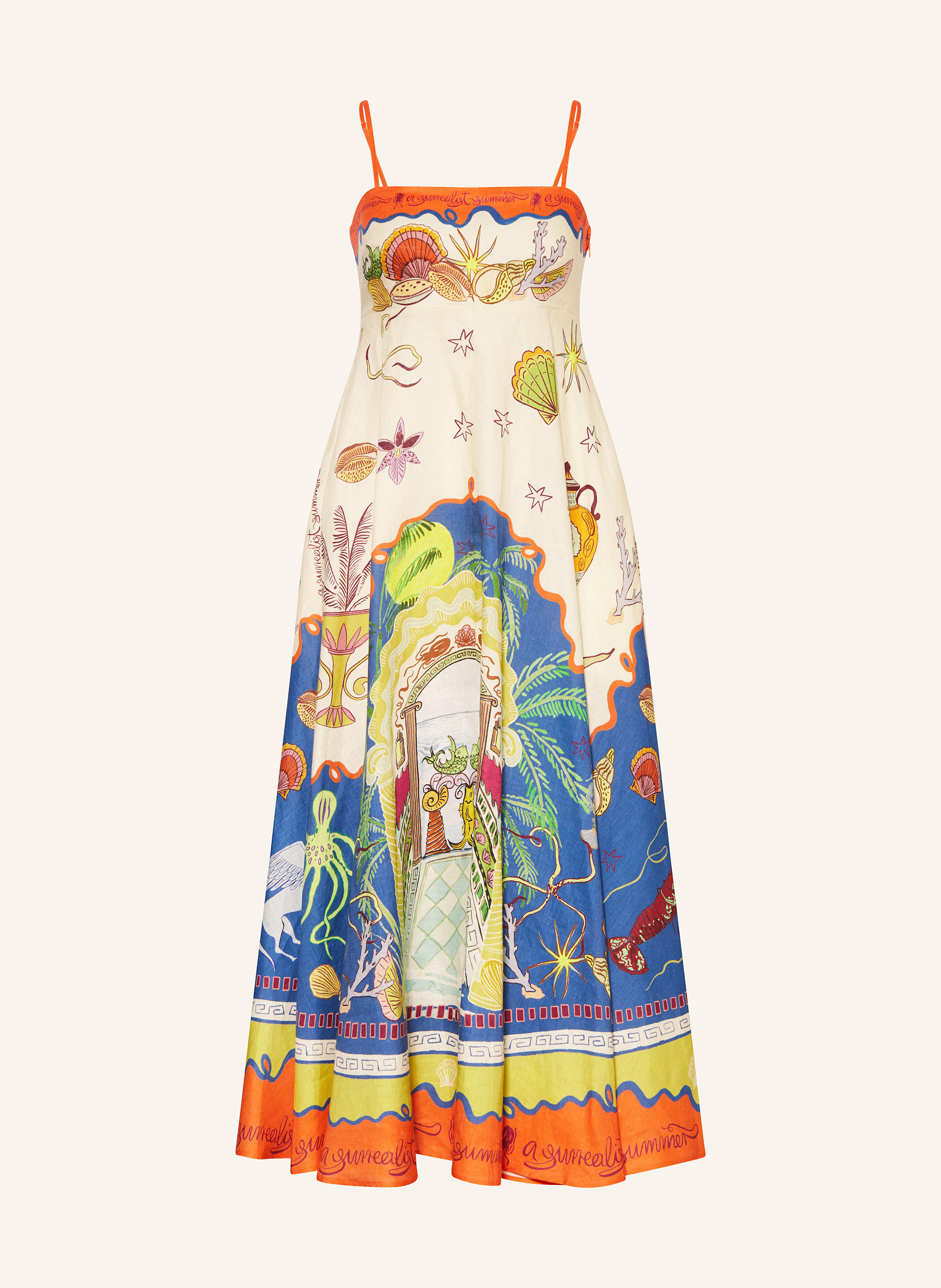 ALÉMAIS SURREALIST SUMMER dress in light yellow/ orange