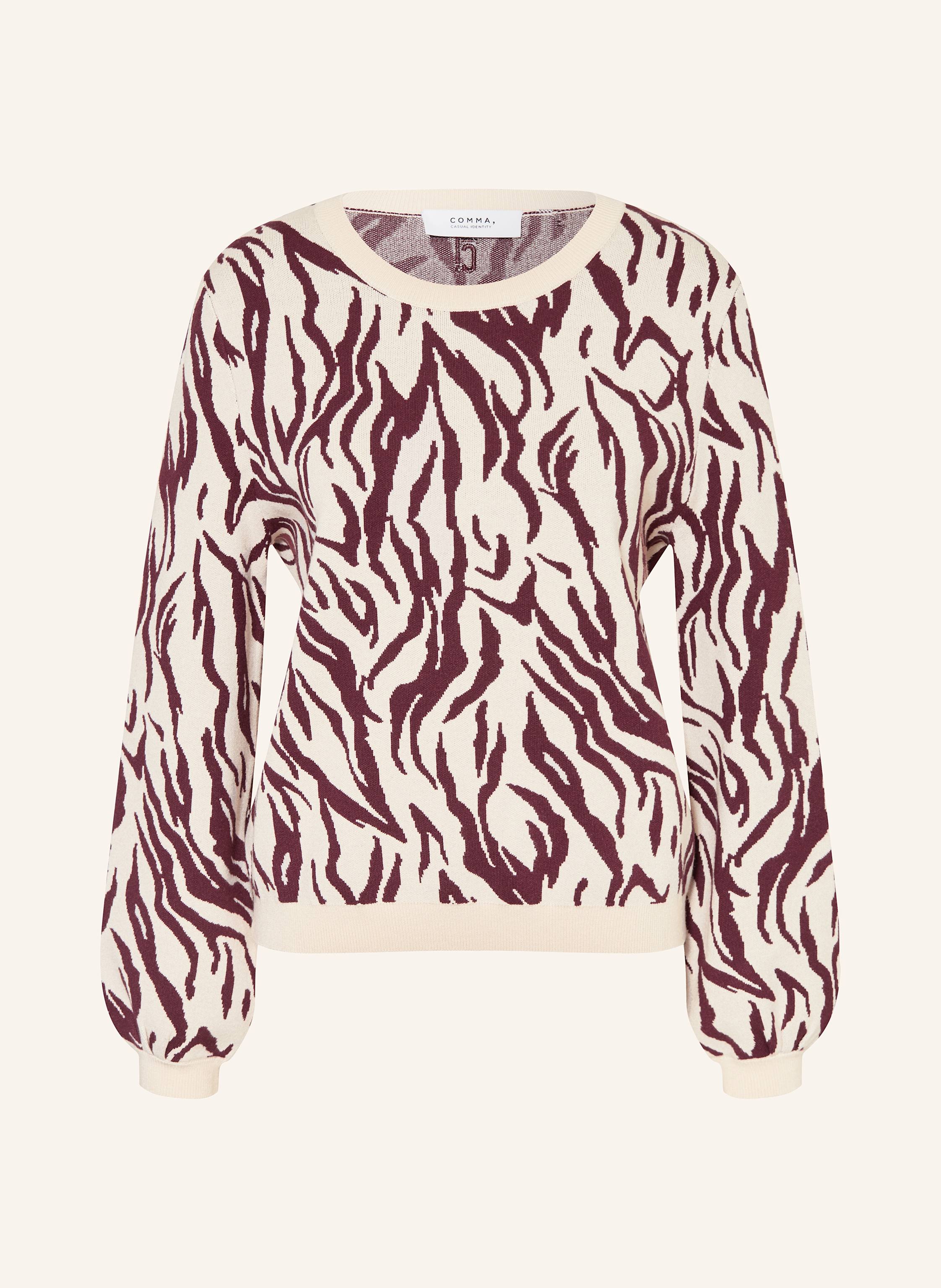 comma casual identity Pullover in beige/ dunkelrot