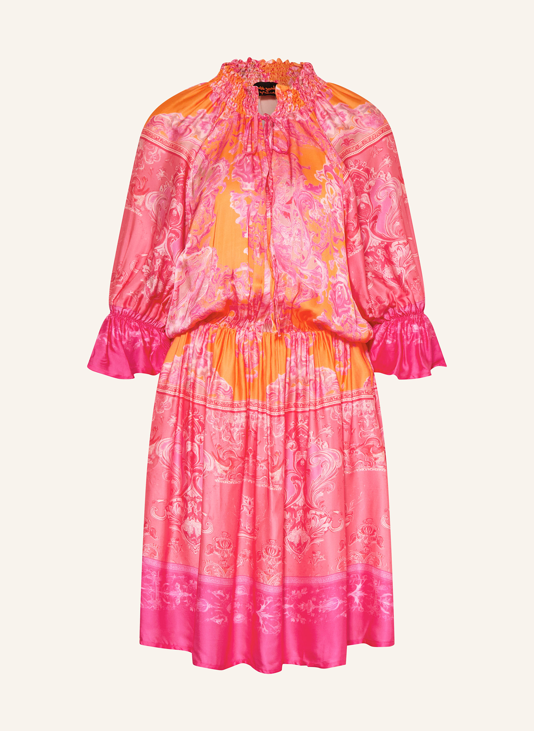 miss goodlife Satinkleid mit 3/4-Arm in pink / orange