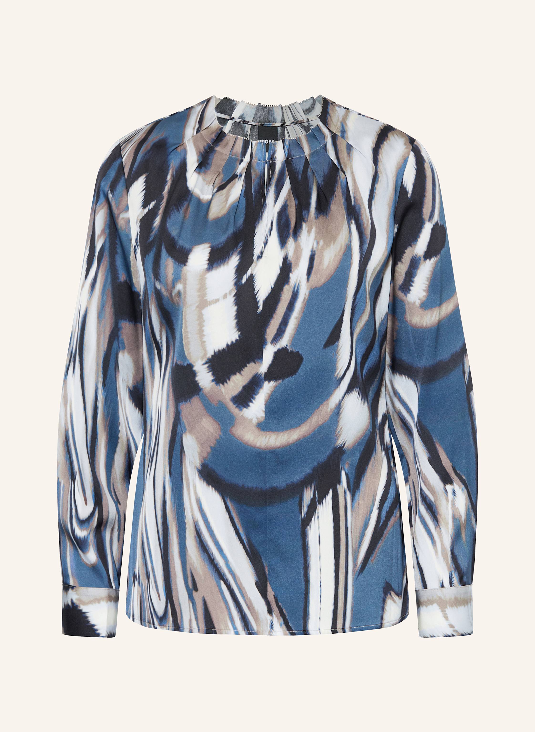 BOSS Blusenshirt BANORAH aus Seide in blau / hellblau / schwarz