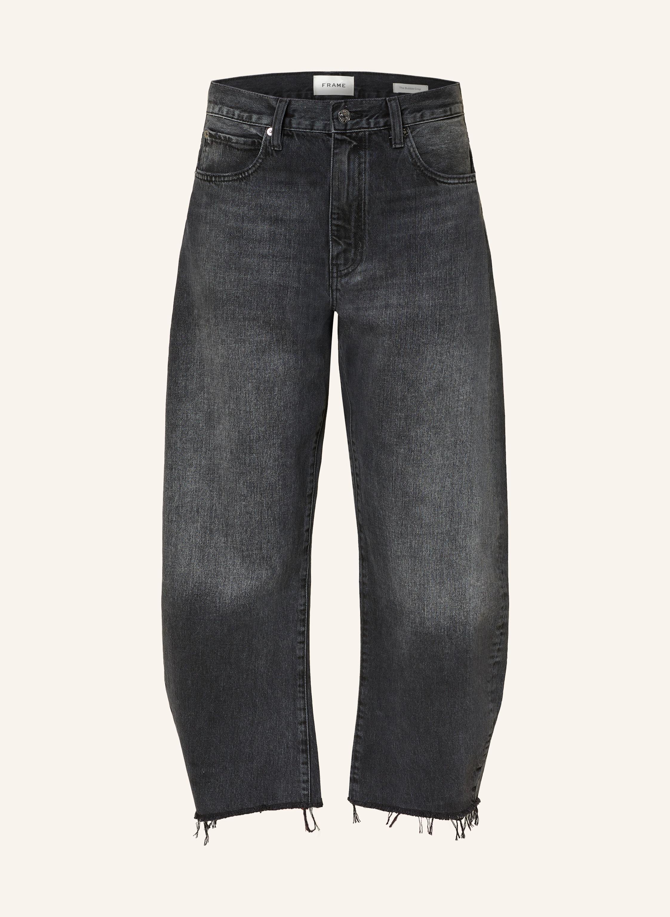 FRAME Barrel Jeans THE BUBBLE CROP in lmtf limitless raw fray