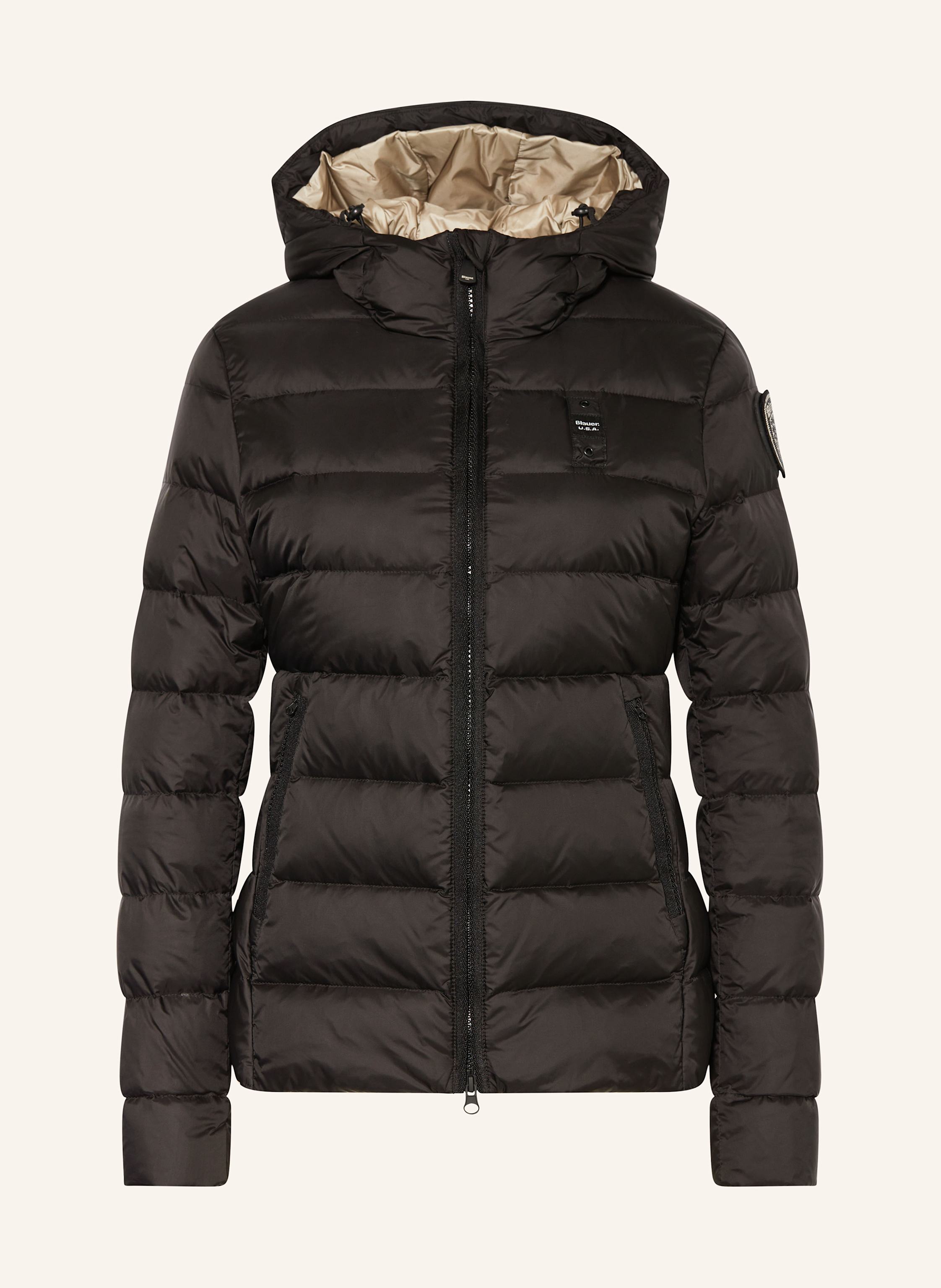 Blauer Daunenjacke in schwarz