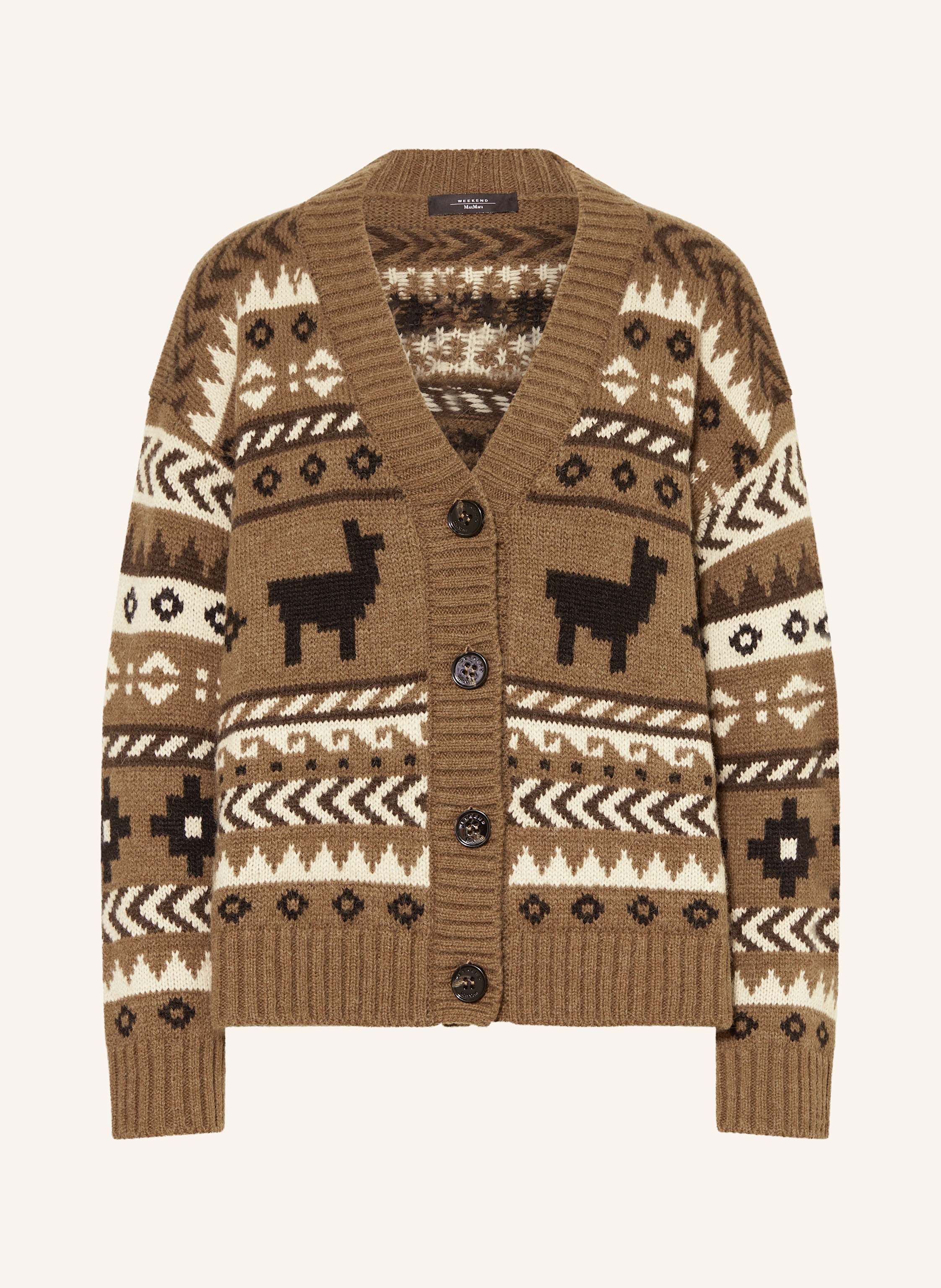WEEKEND Max Mara Cardigan OVATTA with alpaca in brown/ black/ white