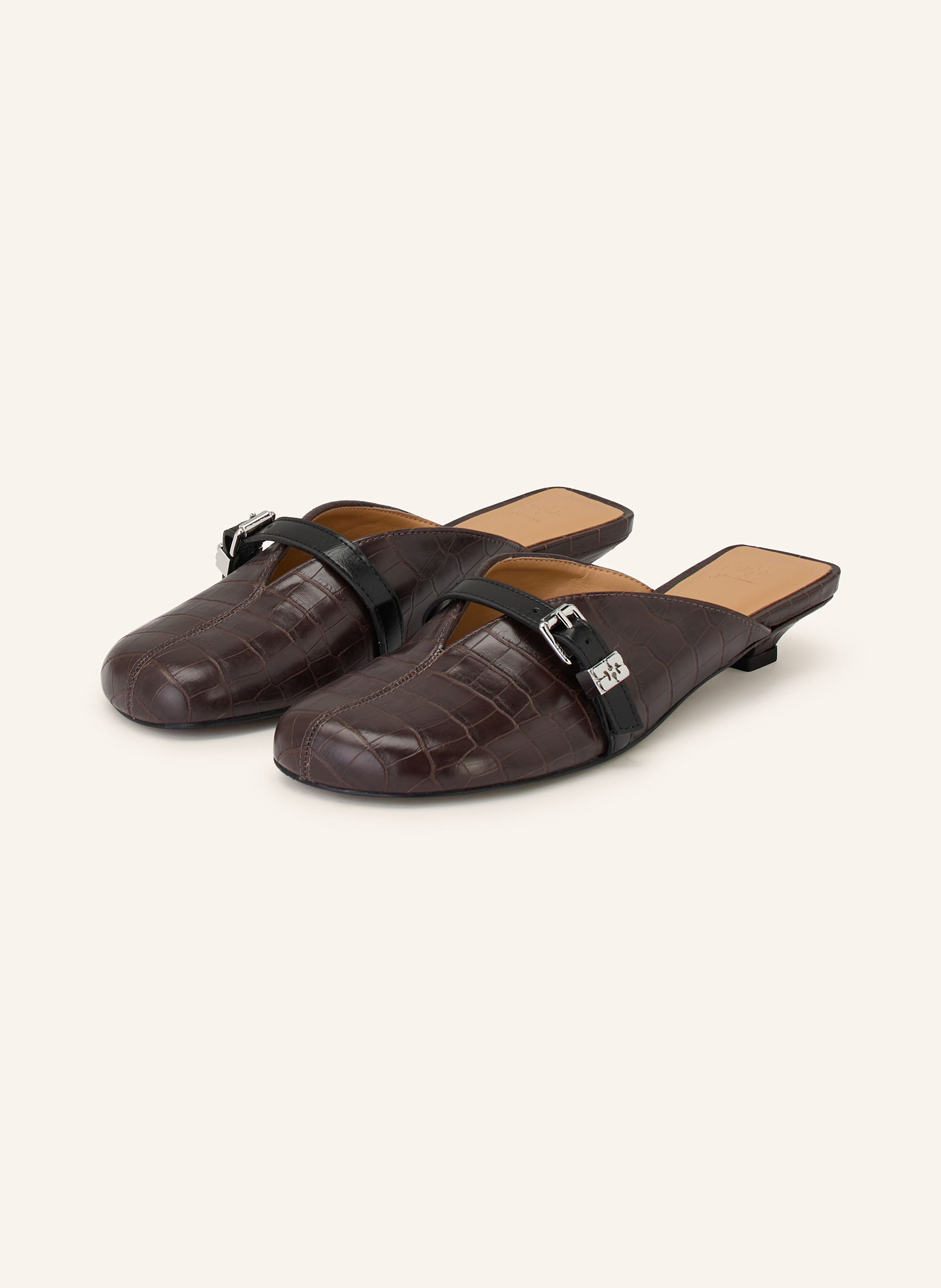 GANNI Mules in dunkelbraun