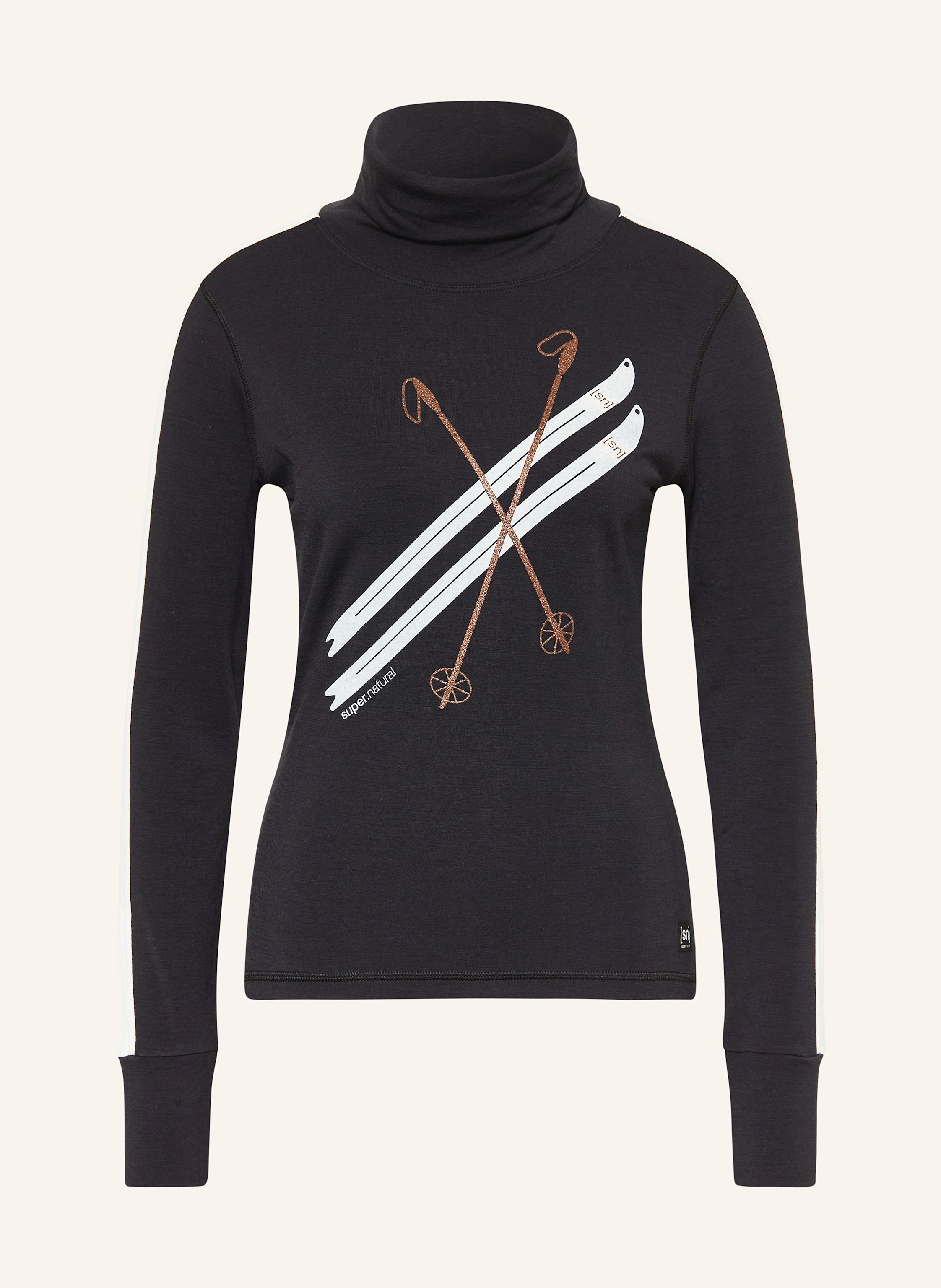 super.natural Pullover KRYSSEDE SKI ROLL NECK in schwarz / weiss