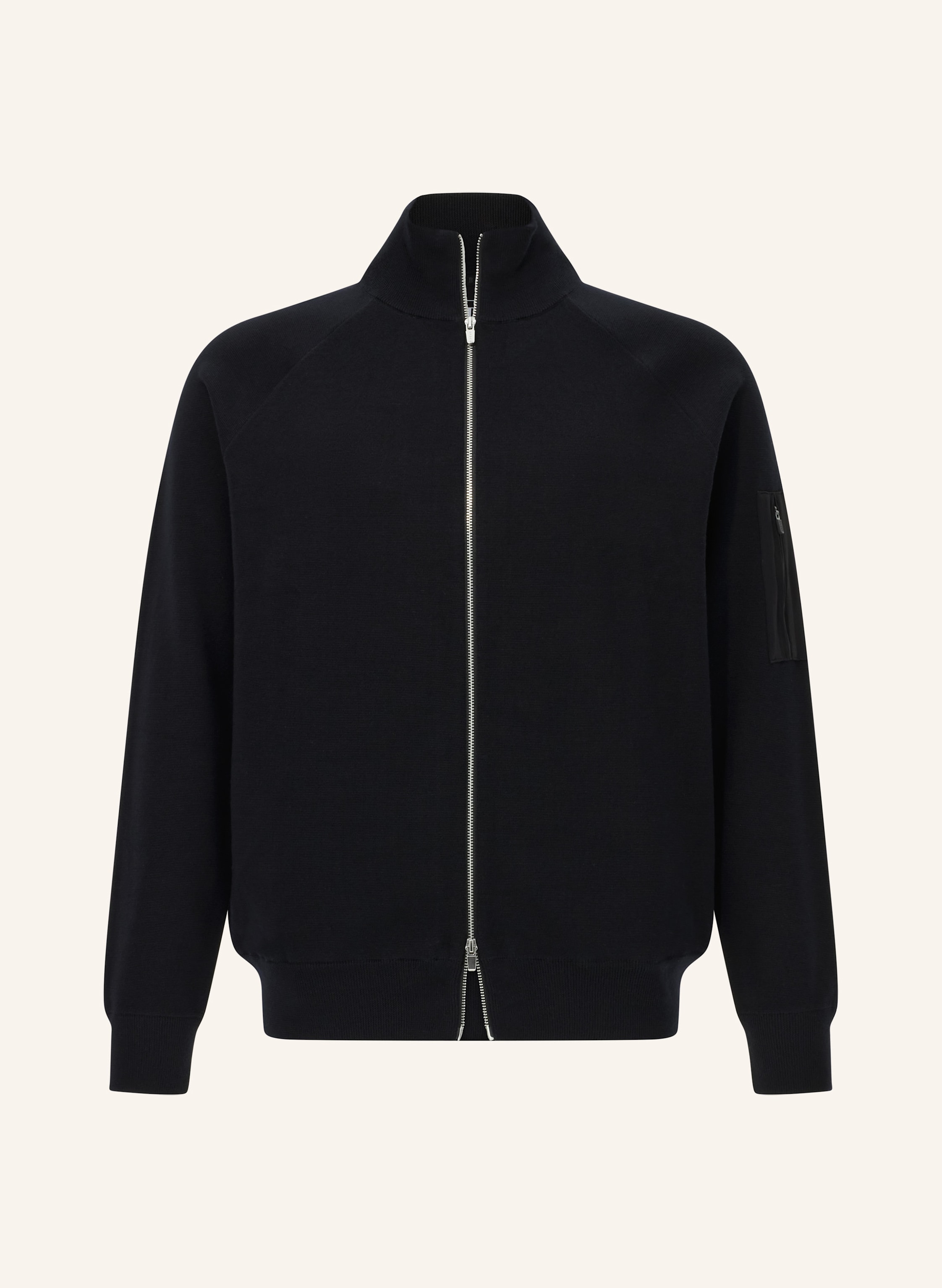 BOGGI MILANO Tech Bomber Jacket in Merino Wool in schwarz