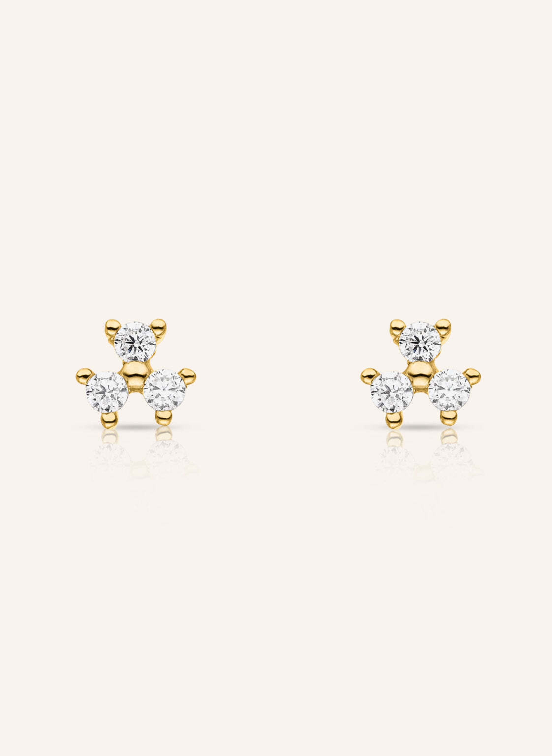 VEYNOU Ohrstecker FLEUR aus 14 Karat Gelbgold und 0,16ct. Diamanten in gold