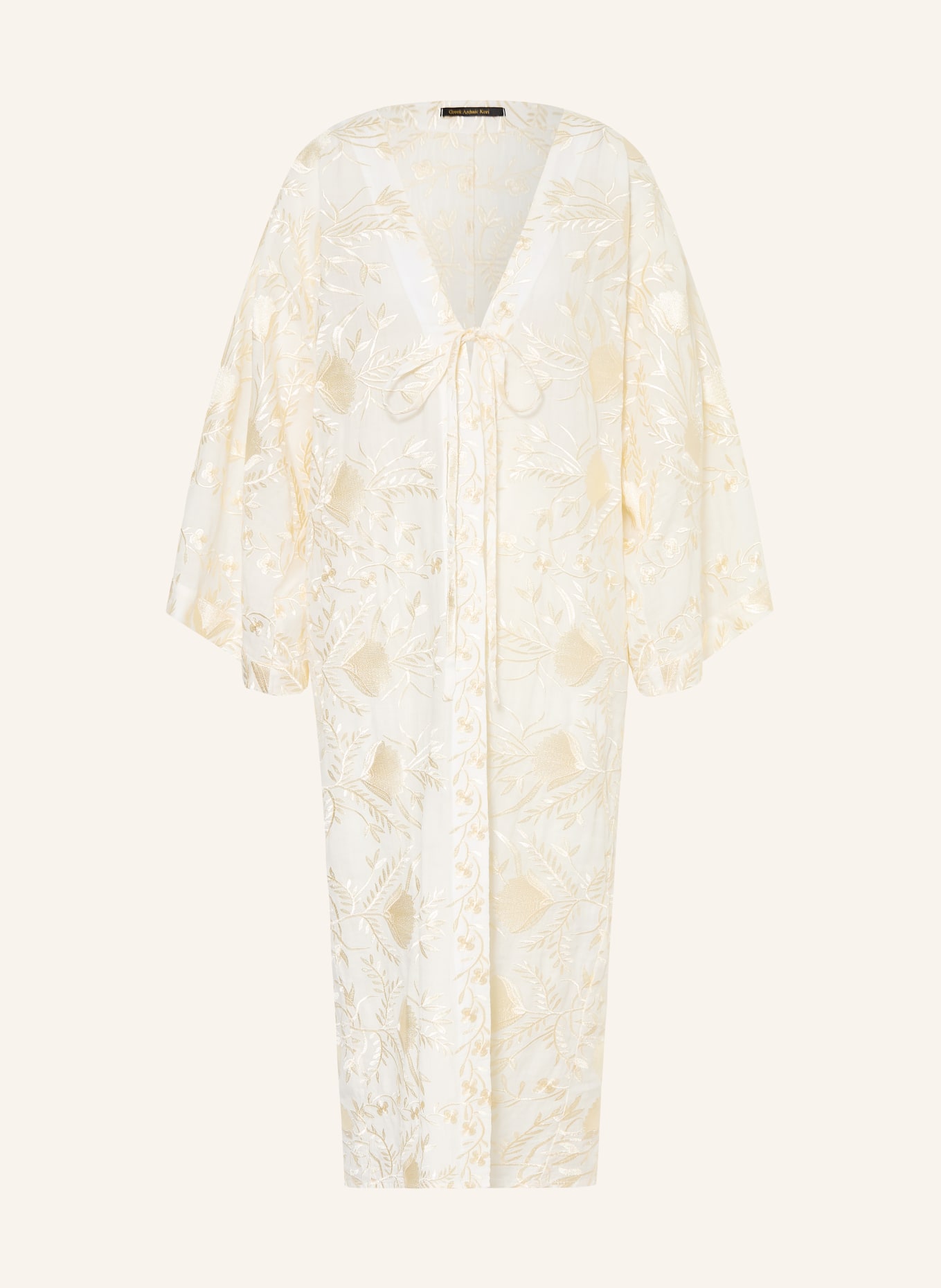 Greek Archaic Kori Kimono BLOSSOM mit 3/4-Arm in creme / gold