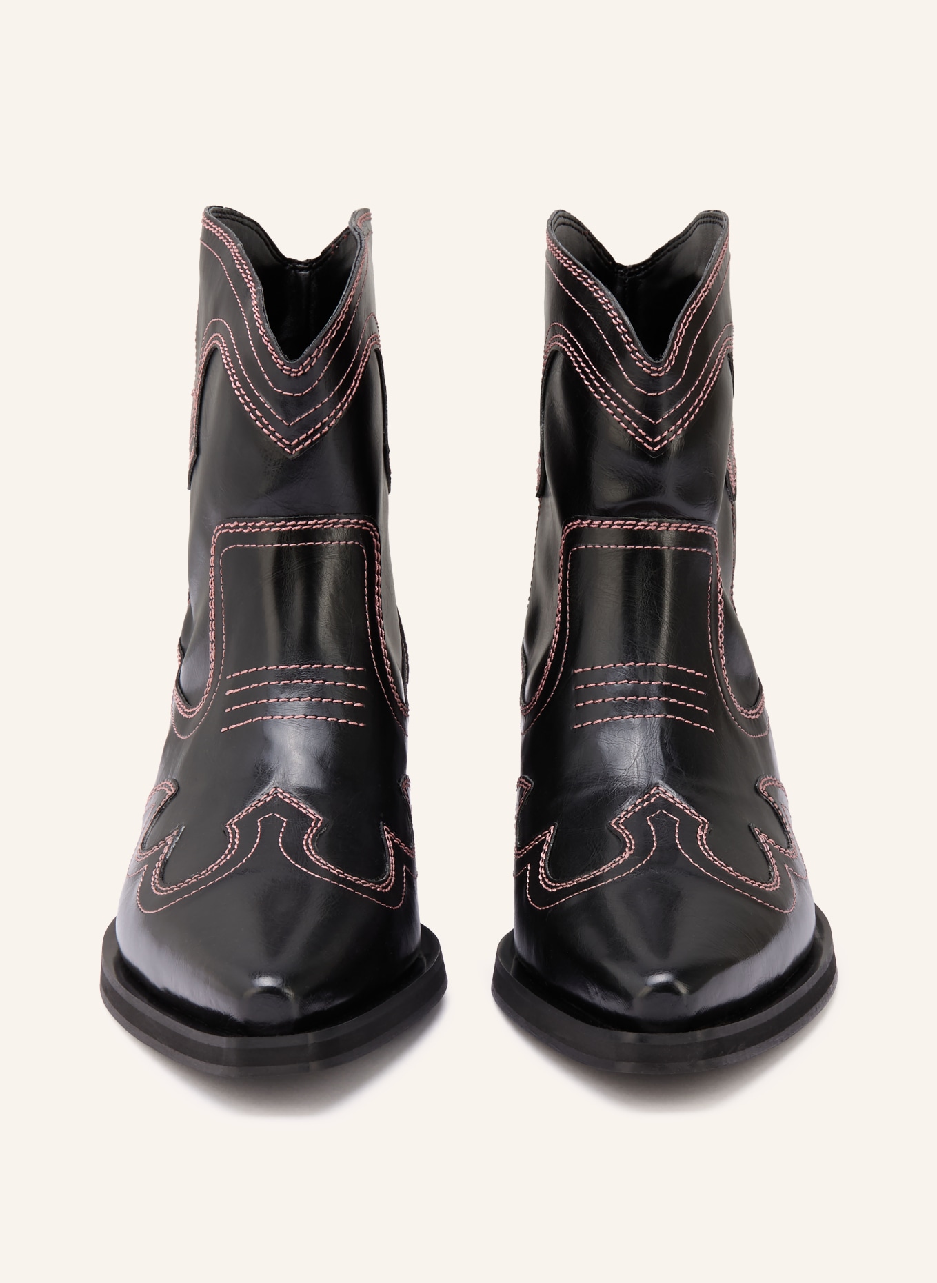 GANNI Cowboy Boots in schwarz / hellrosa