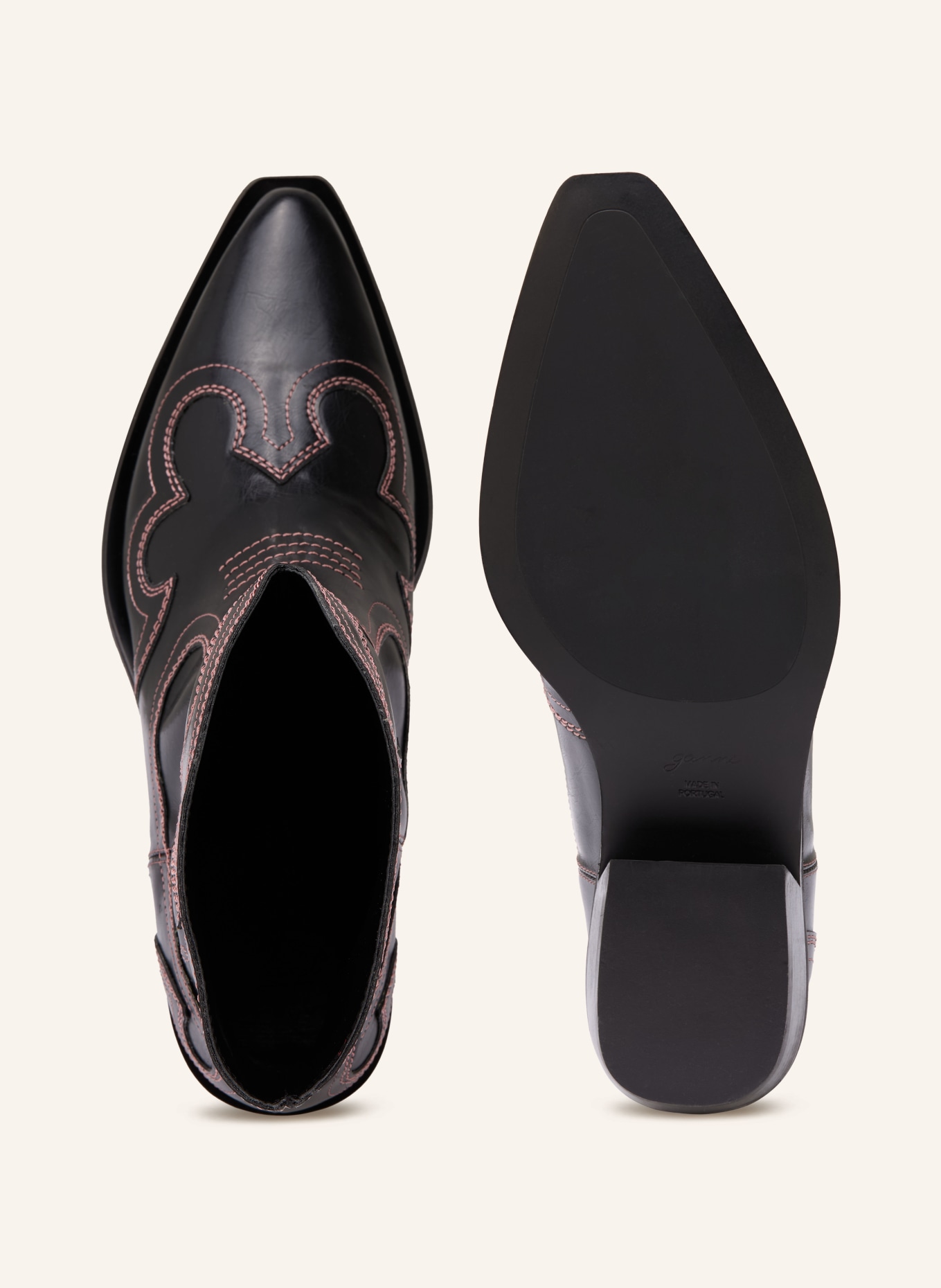 GANNI Cowboy Boots in schwarz / hellrosa