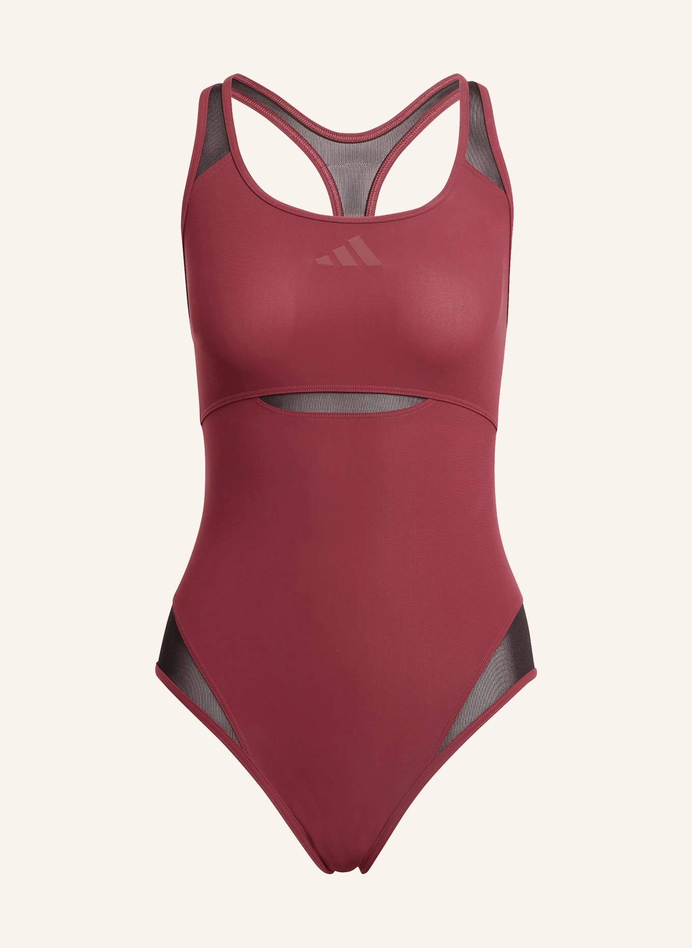 adidas Badeanzug LANELUX MESH mit Cut-out in dunkelrot / schwarz