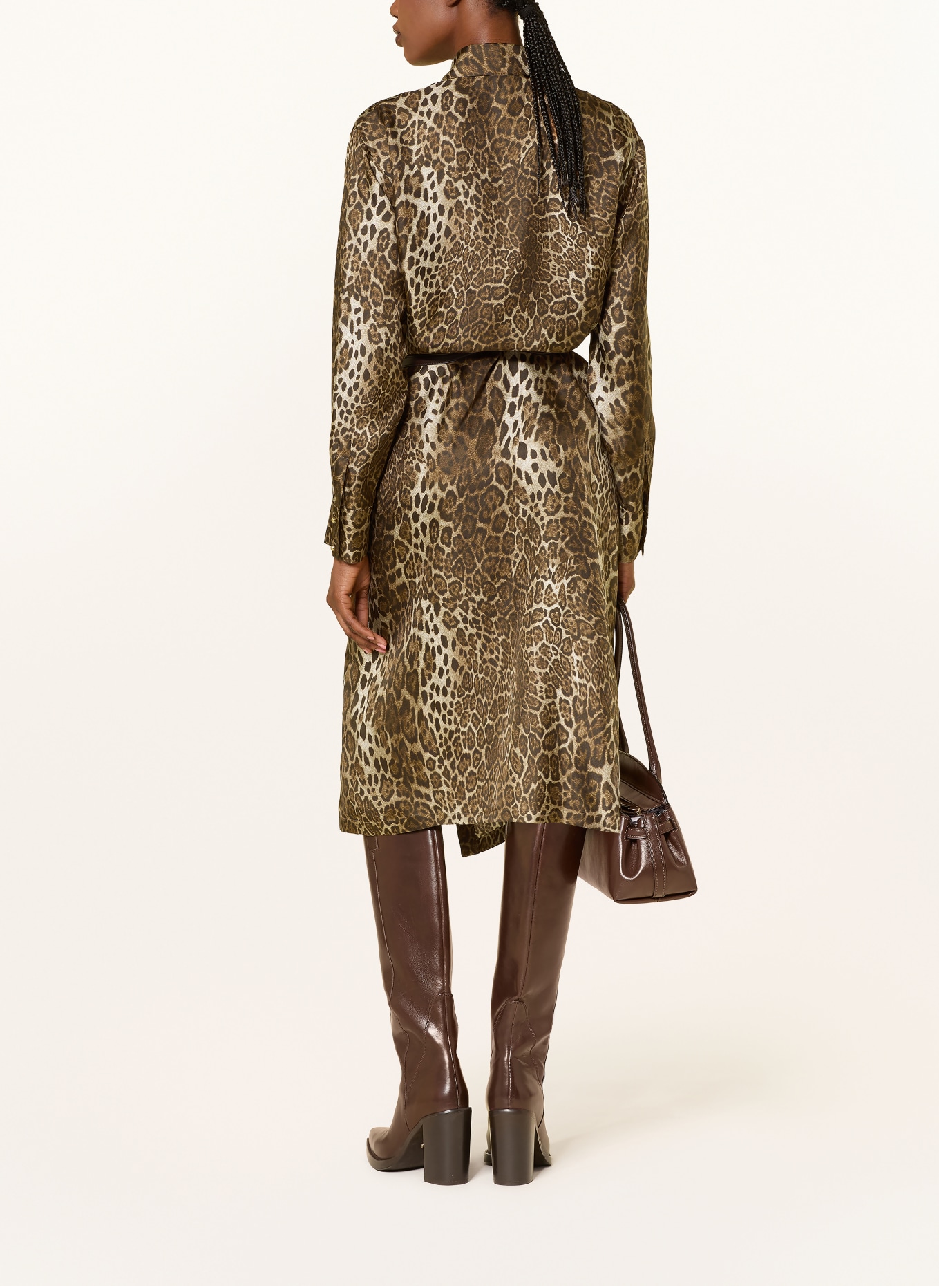 Max Mara STUDIO Hemdblusenkleid VIGILE aus Seide in braun / hellbraun ...