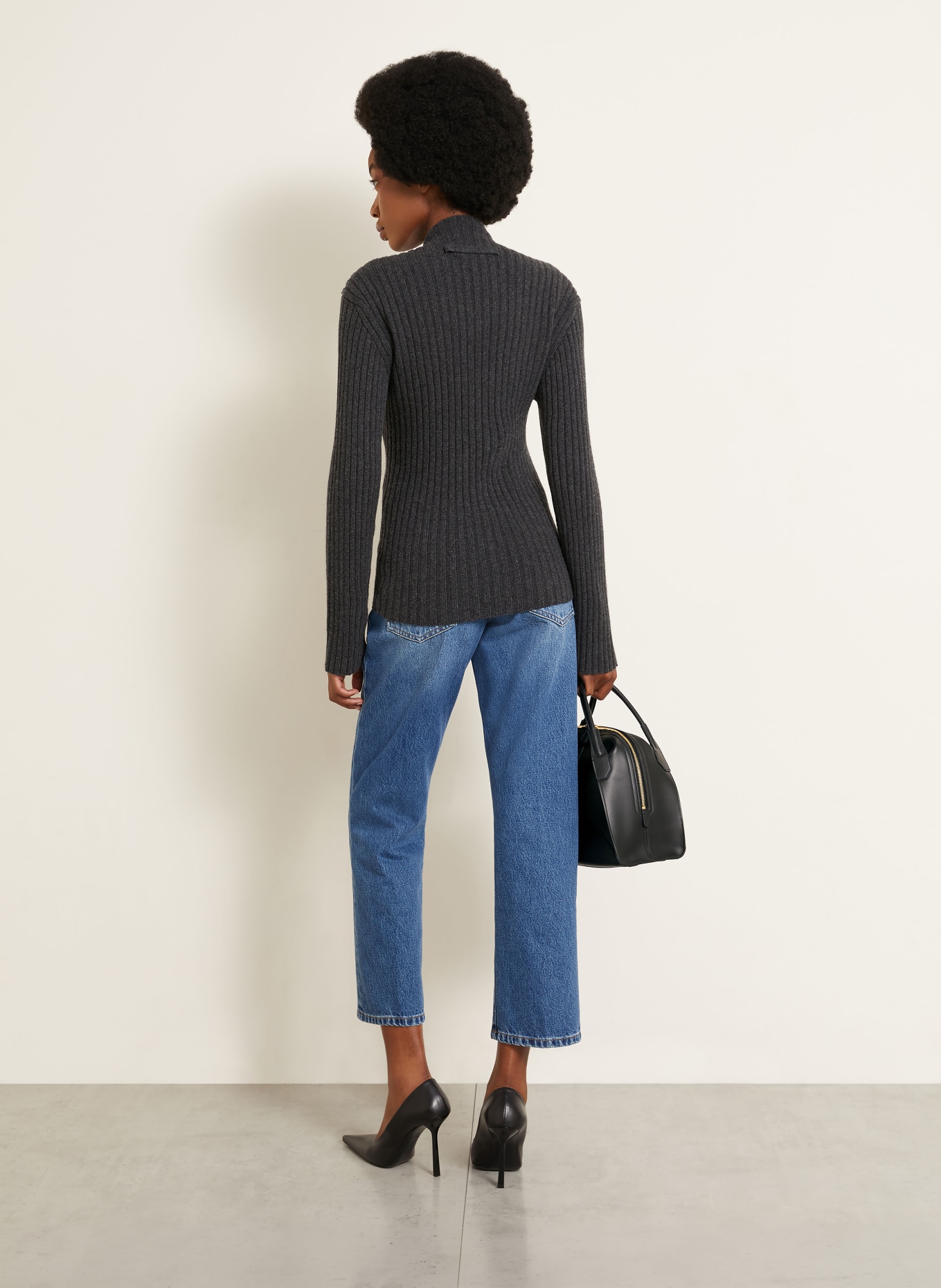 VICTORIA BECKHAM Pullover mit Cashmere in dunkelgrau