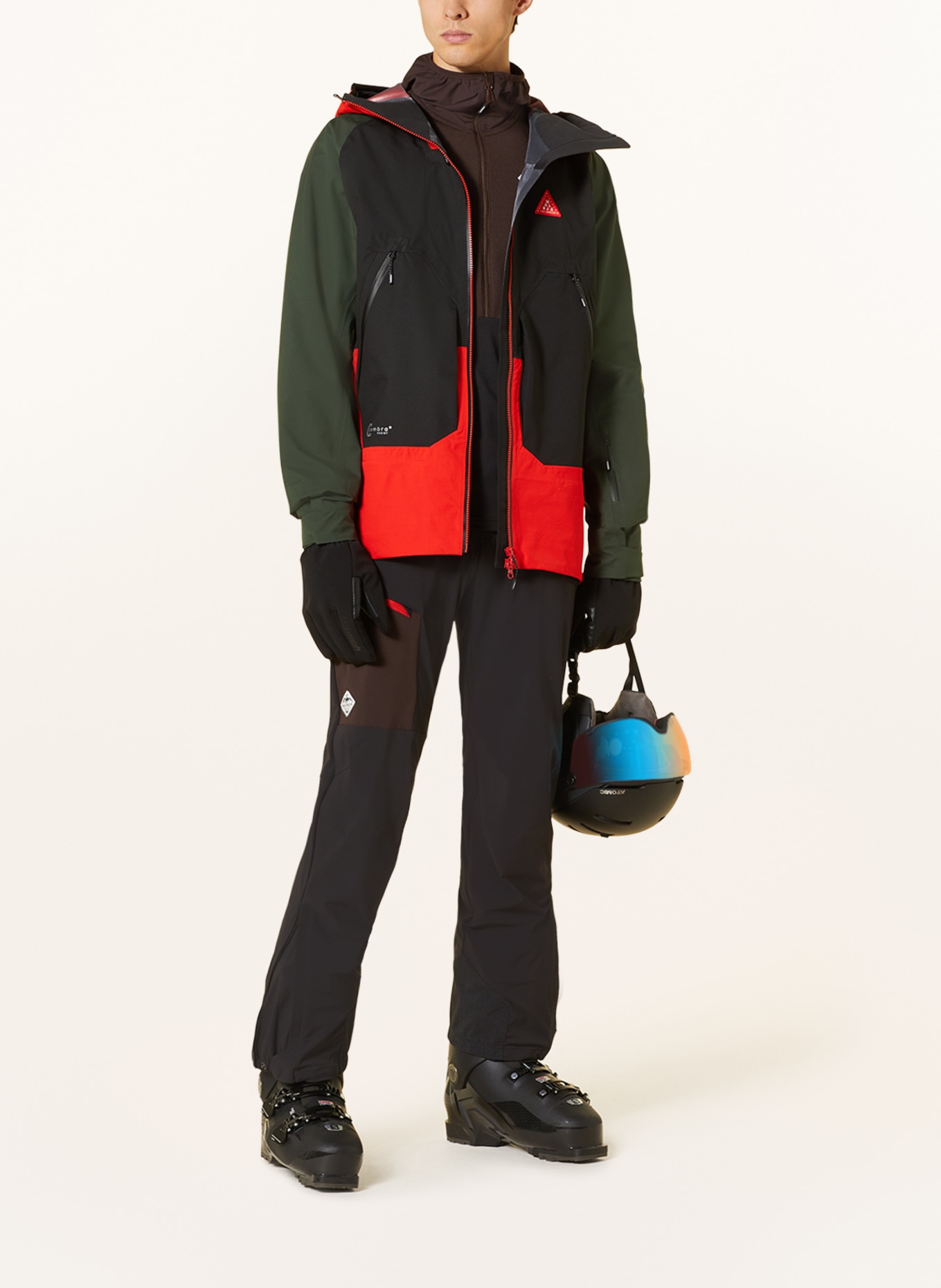 maloja Hardshell ski jacket LAUREINM. in black/ red/ green