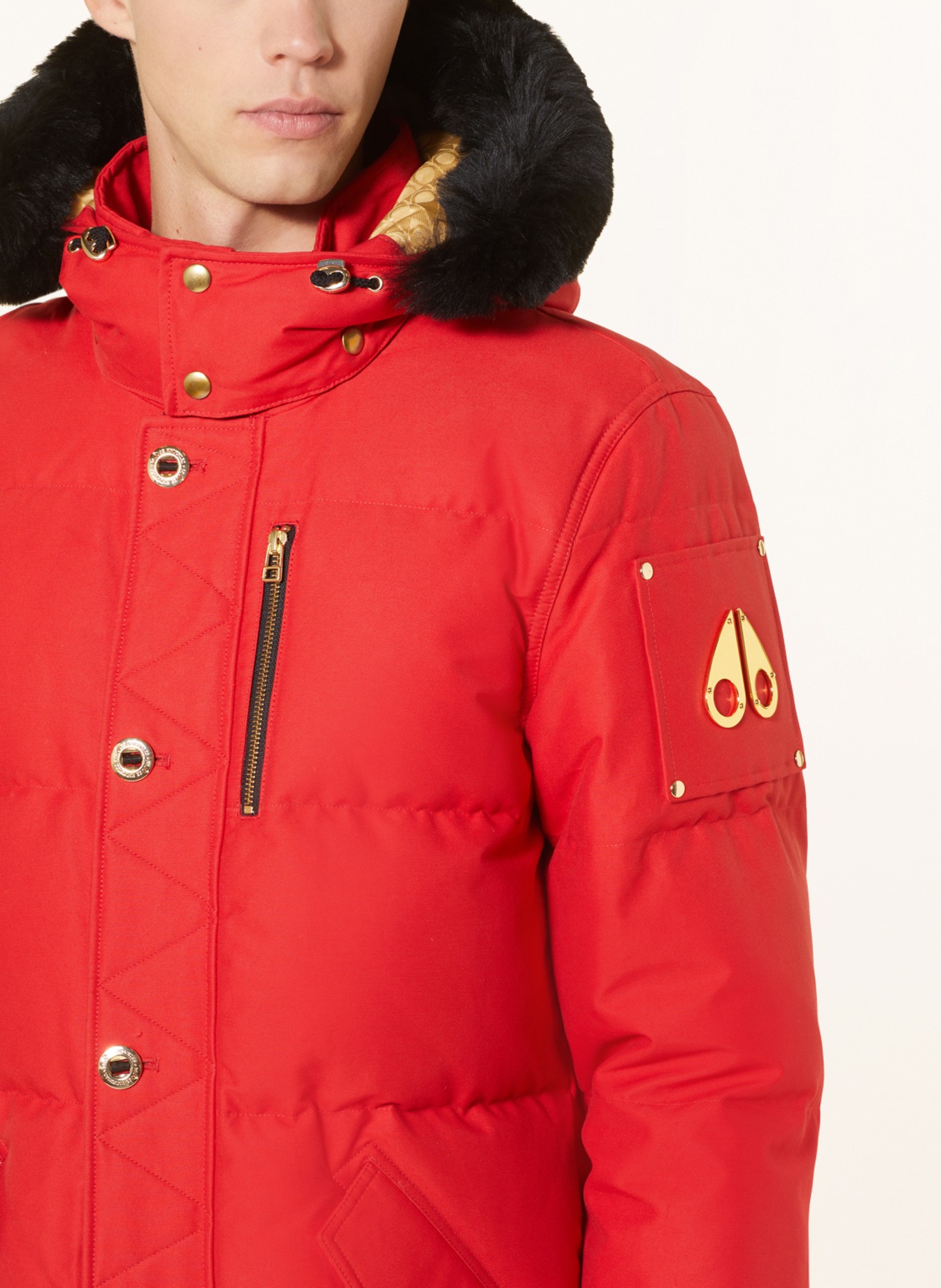 MOOSE KNUCKLES Down jacket GOLD 3Q with detachable hood in red