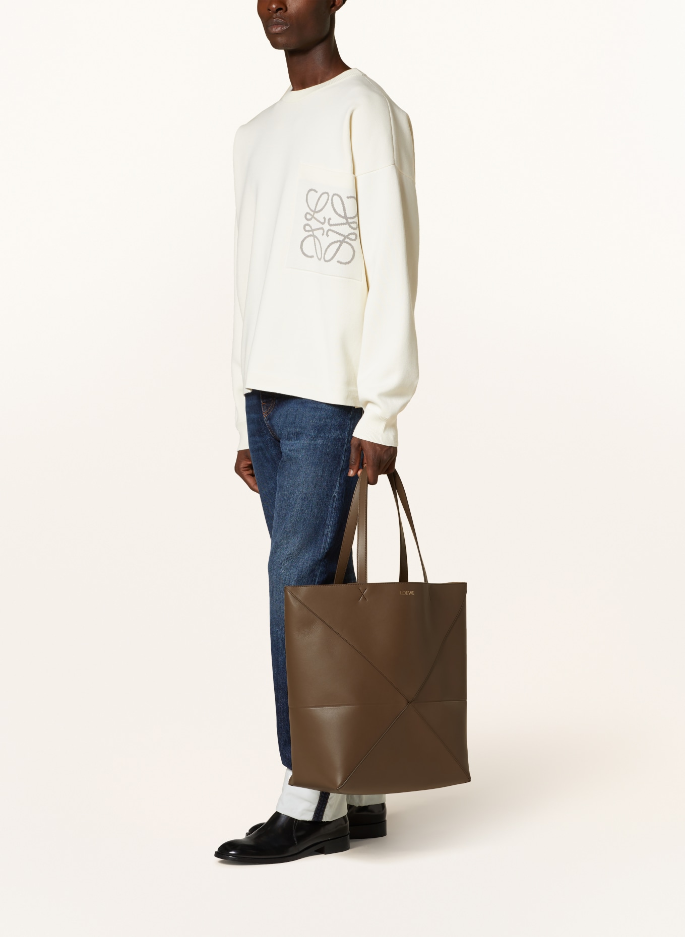 LOEWE Shopper PUZZLE FOLD TOTE LARGE in brown