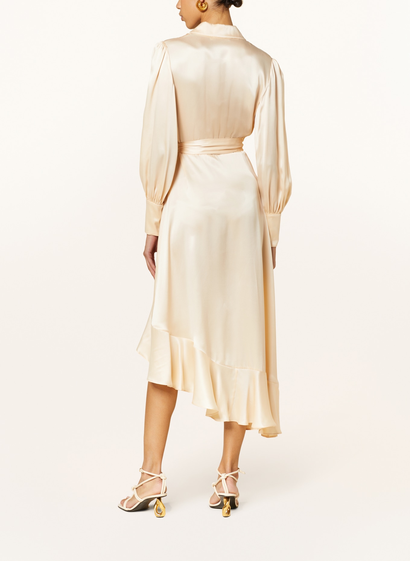 ZIMMERMANN Wrap dress made of silk with frills in cream