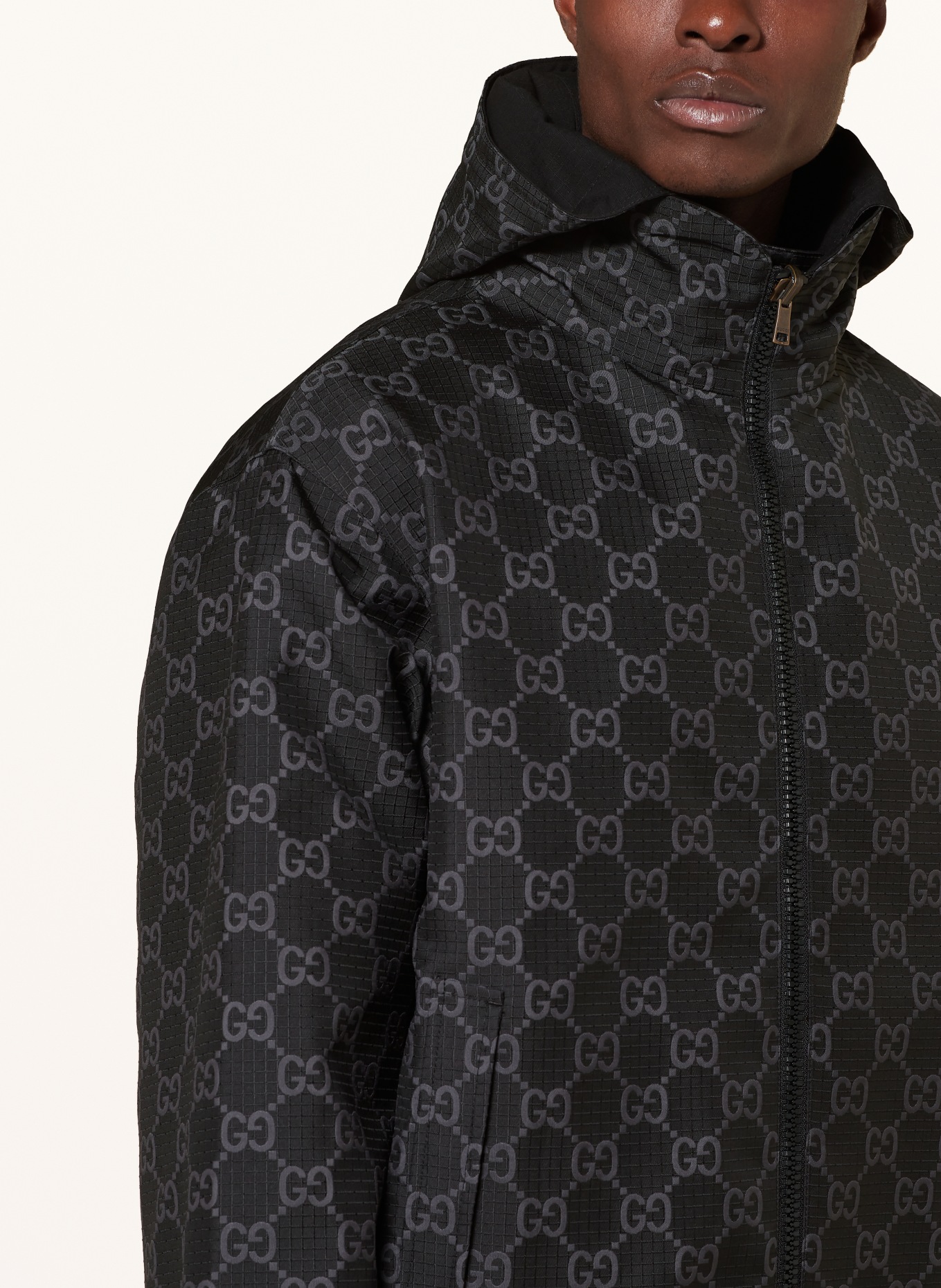 GUCCI Jacke GG KWAY zum Wenden in schwarz/ dunkelgrau