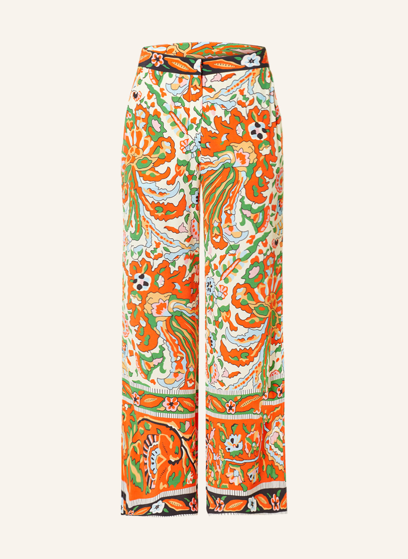 ba&sh Marlenehose MILOU in ecru/ grün/ orange