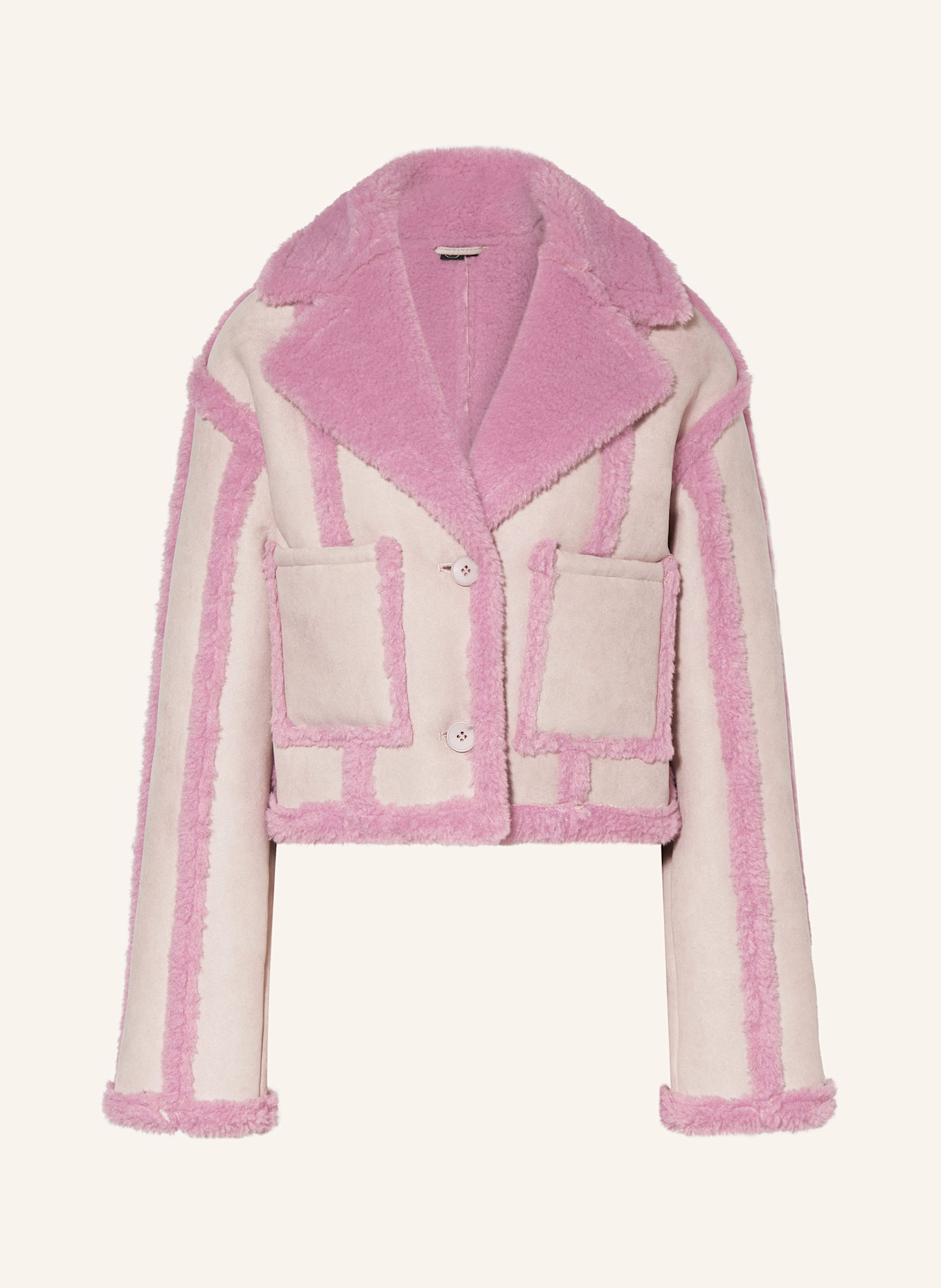 OW Collection Jacke BERLIN in Lederoptik mit Kunstfell in helllila/ lila