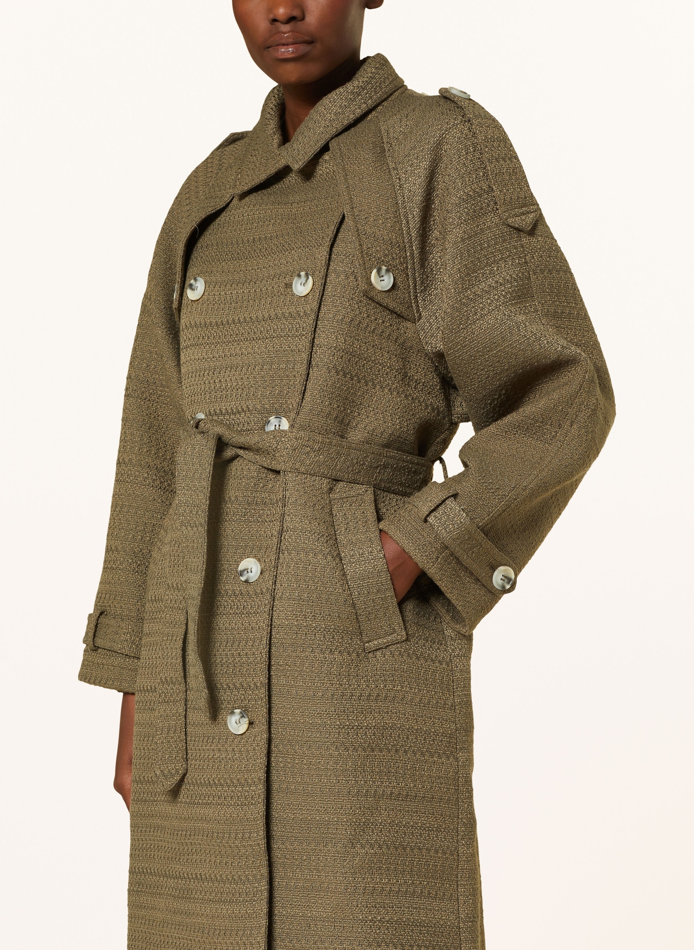 MEOTINE Trenchcoat BOBBY aus Tweed in khaki