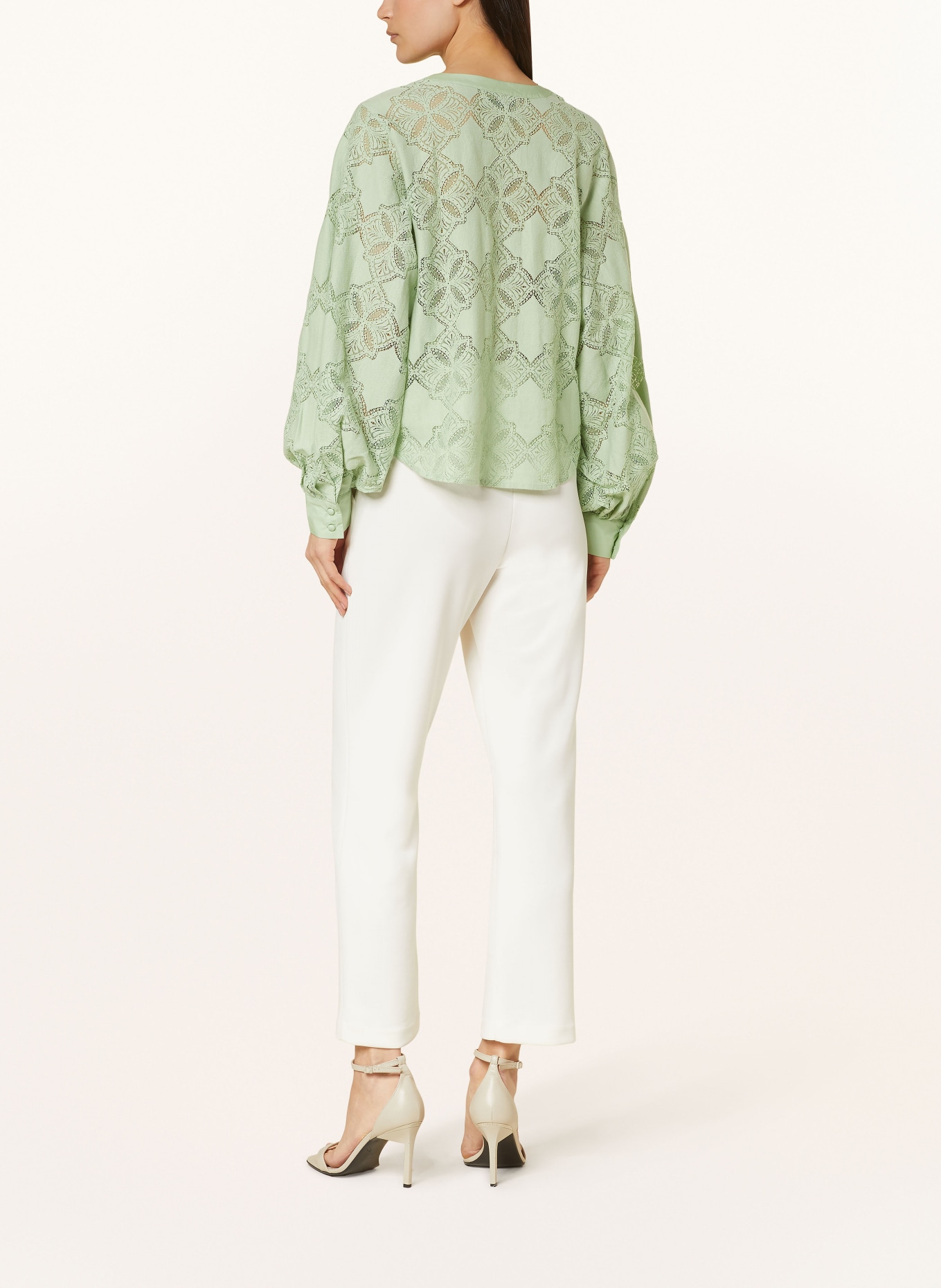 MOS MOSH Blusenshirt MMYEN aus Lochspitze in hellgrün