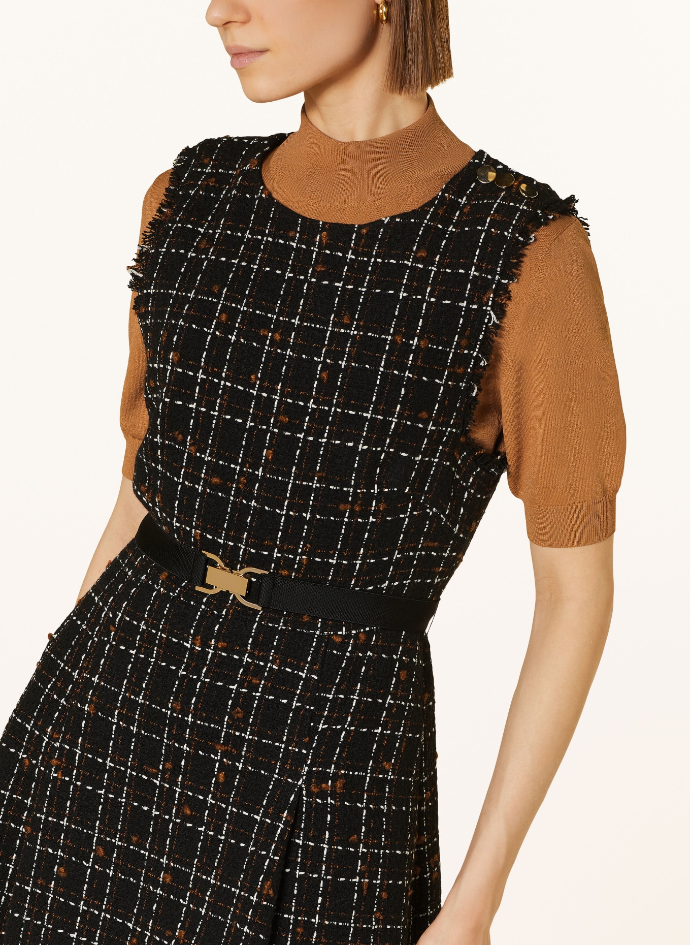 RIANI Tweed dress in black/ white/ brown