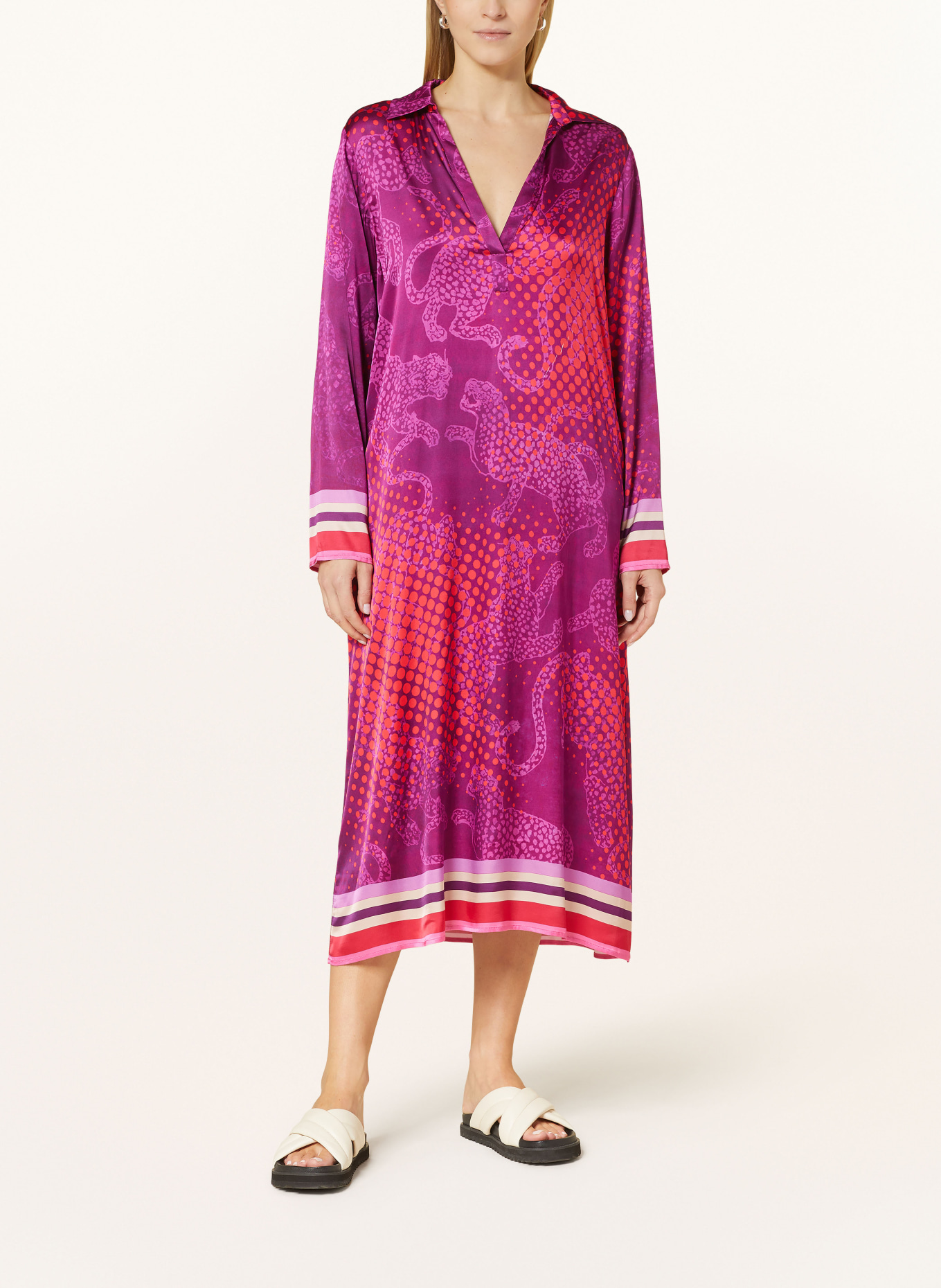 yippie hippie Satinkleid in fuchsia/ rot