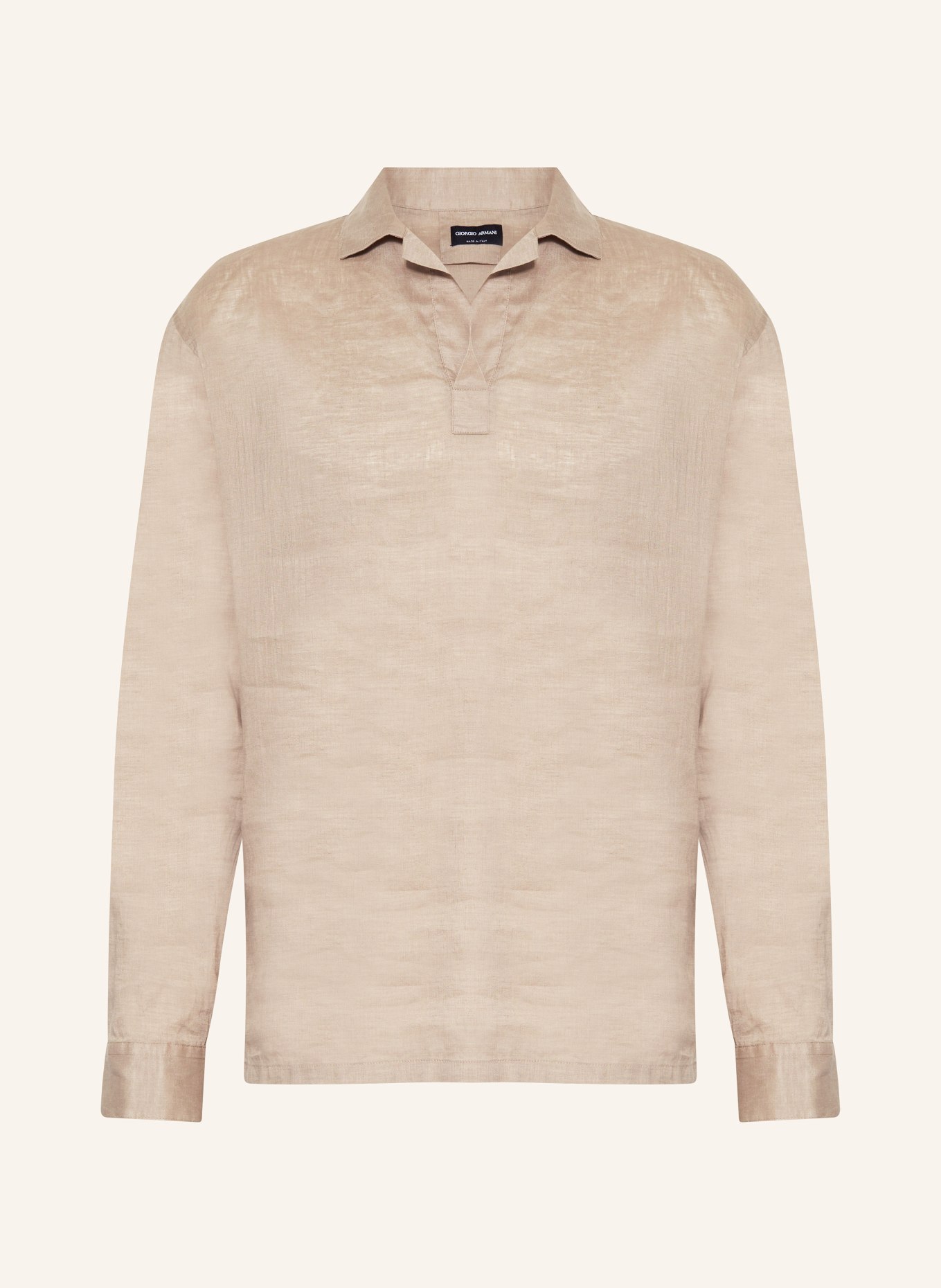 GIORGIO ARMANI Linen shirt comfort fit in light brown
