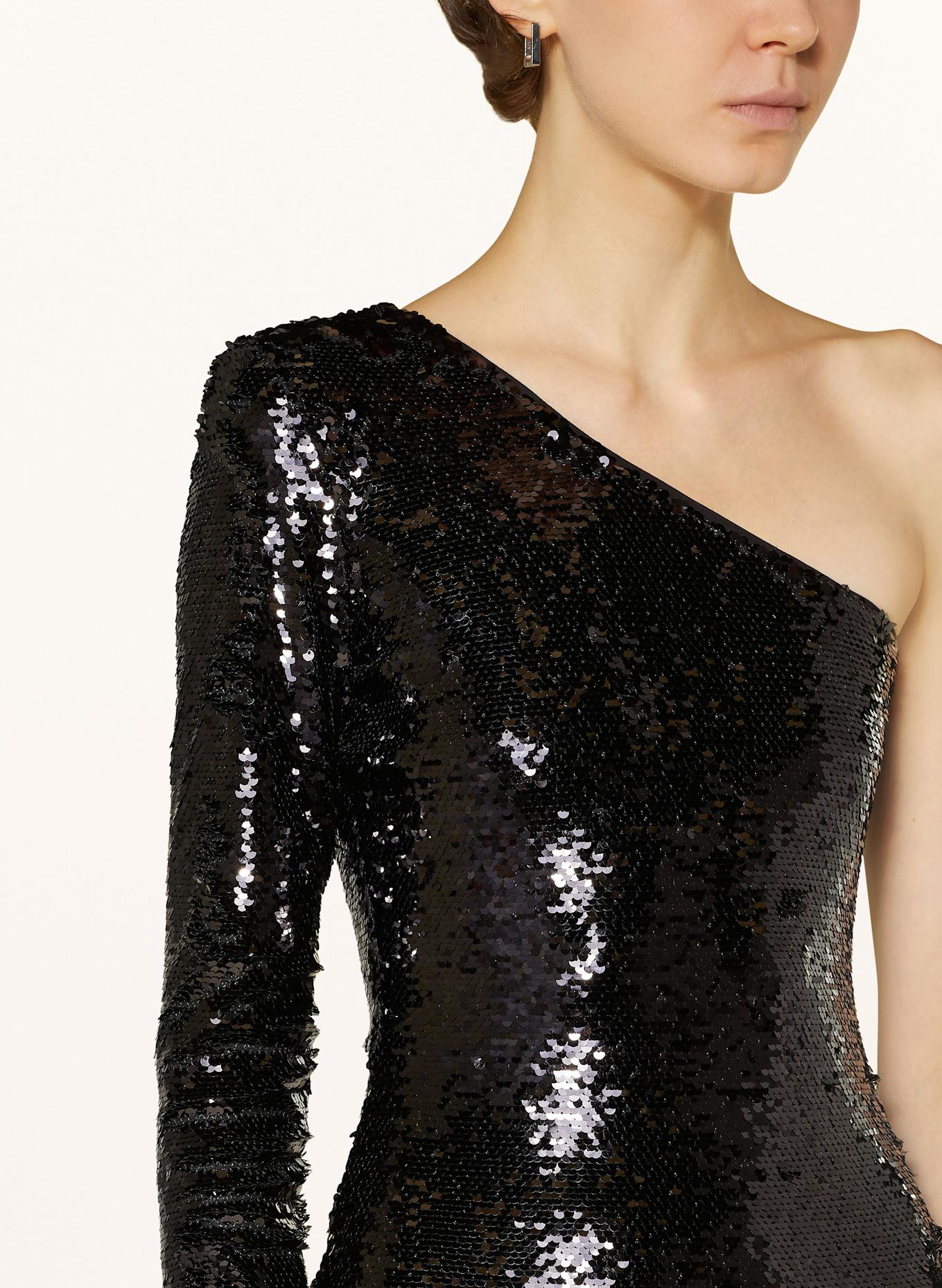 ARMANI EXCHANGE One shoulder dress with sequins in black