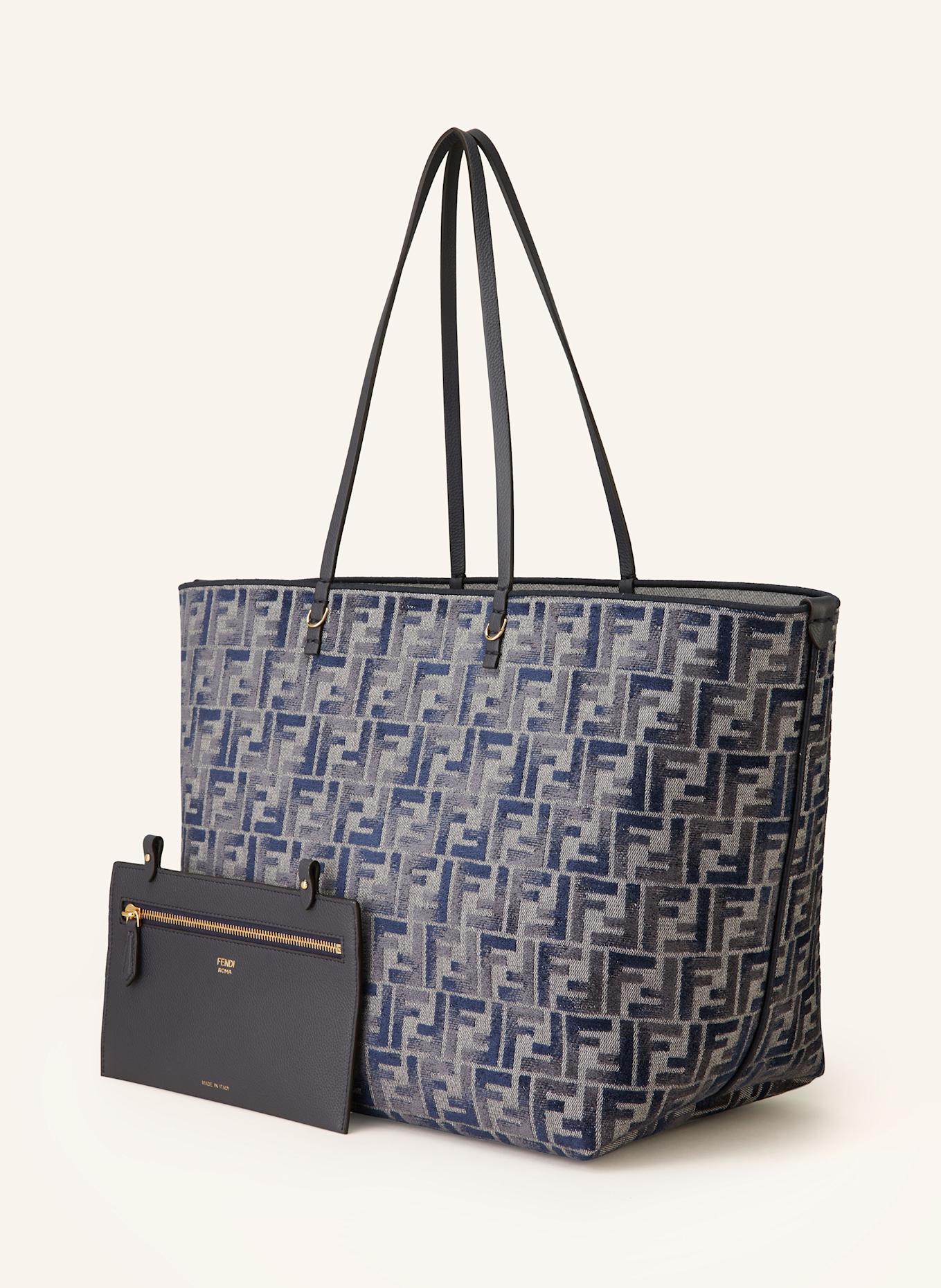 FENDI Shopper ROLL LARGE mit Pouch in dunkelblau/ blaugrau