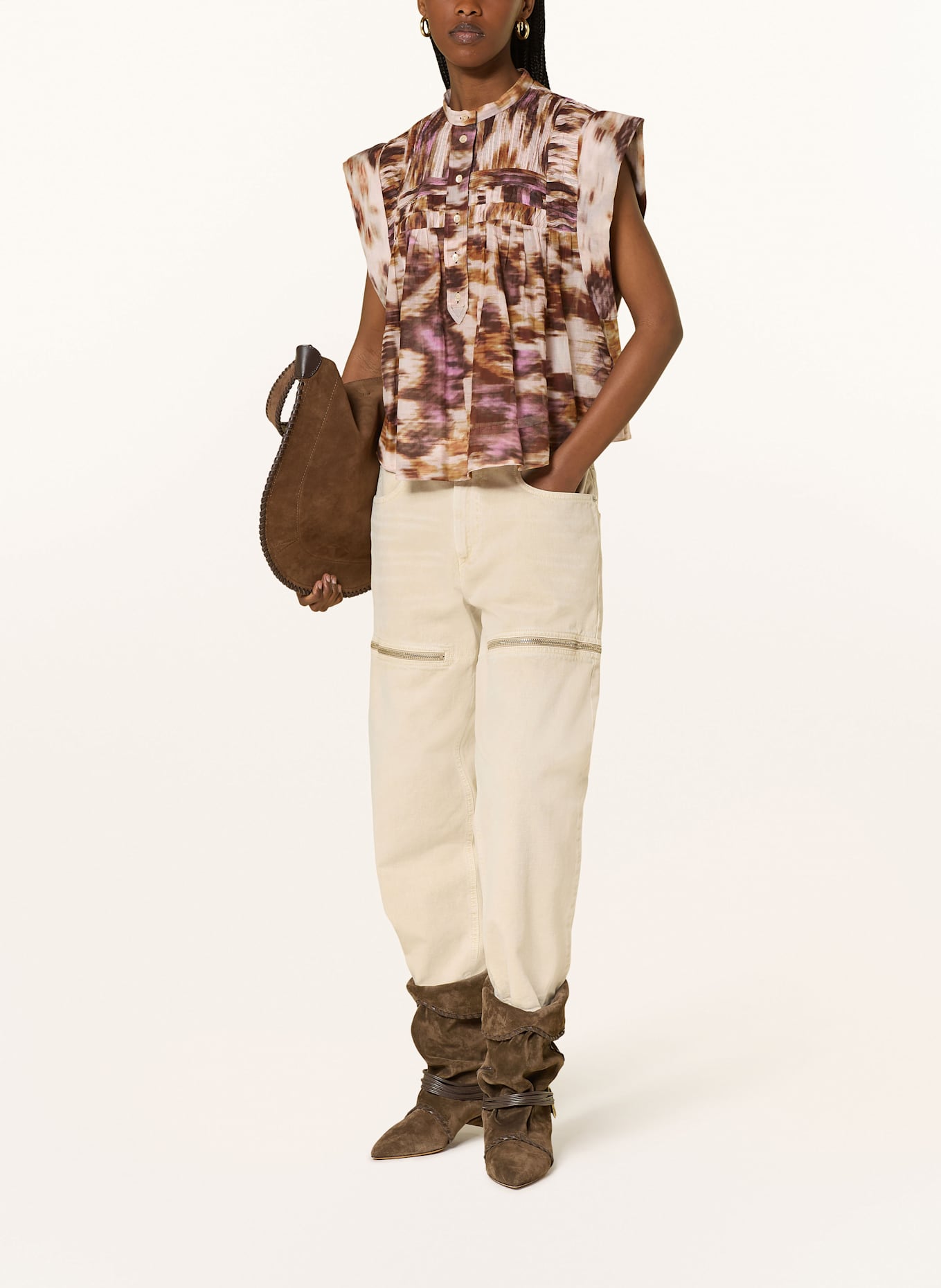 MARANT ÉTOILE Blusentop LEAZA in braun/ hellrosa/ fuchsia